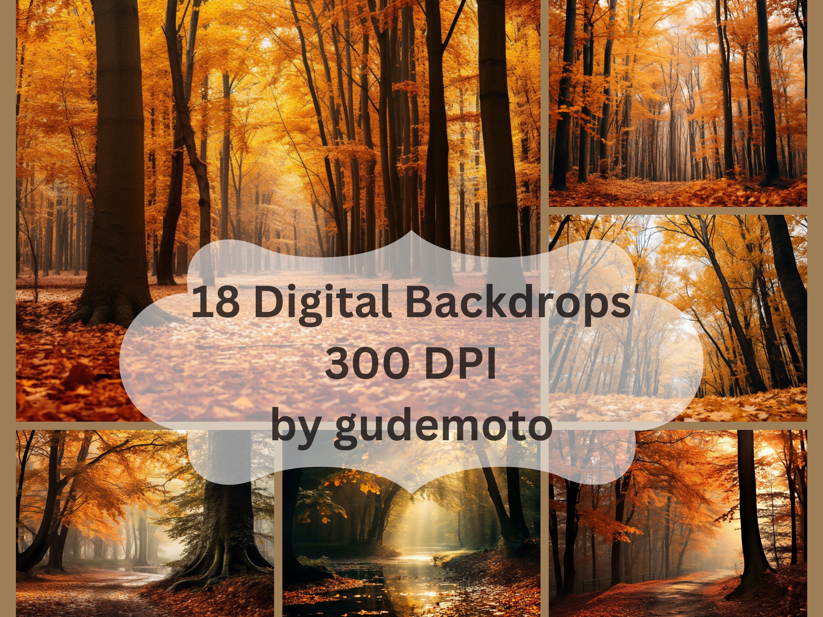 Autumn Woods Digital Backgrounds Fall Forest Digital Backdrops Fall ...