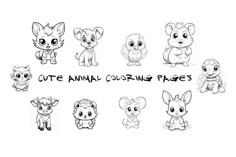 Printable Cute Animal Coloring Pages for Kids Kawaii Animal - Etsy