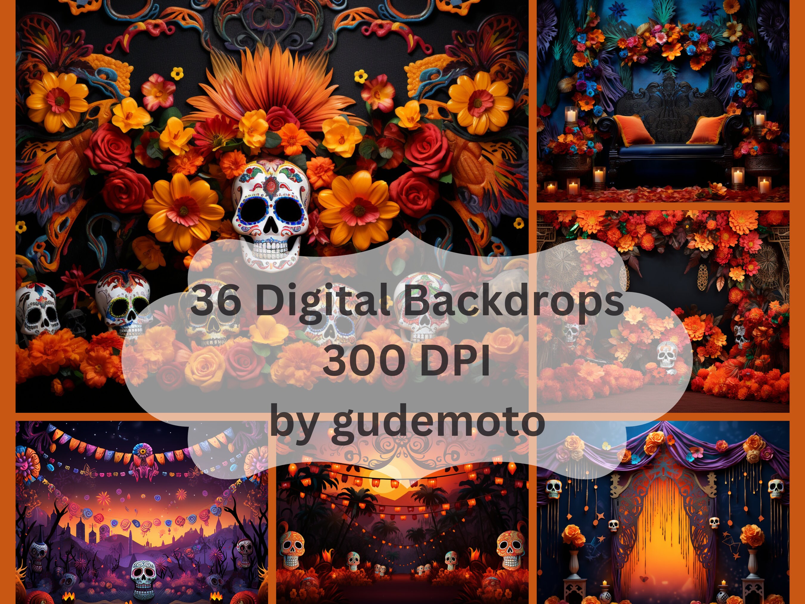 Dia De Los Muertos Digital Backgrounds Day of the Dead Digital ...