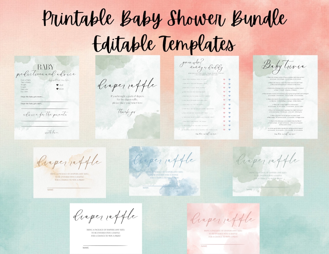 Printable Baby Shower Games, Editable Canva Templates, Baby Shower ...