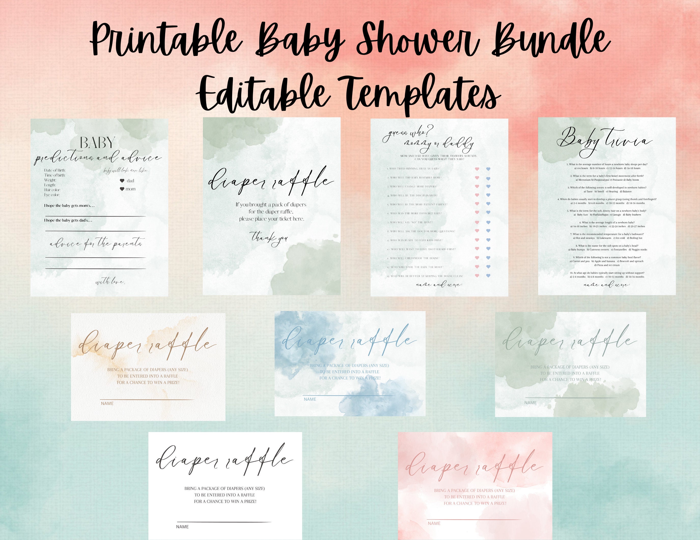 Printable Baby Shower Games, Editable Canva Templates, Baby Shower ...