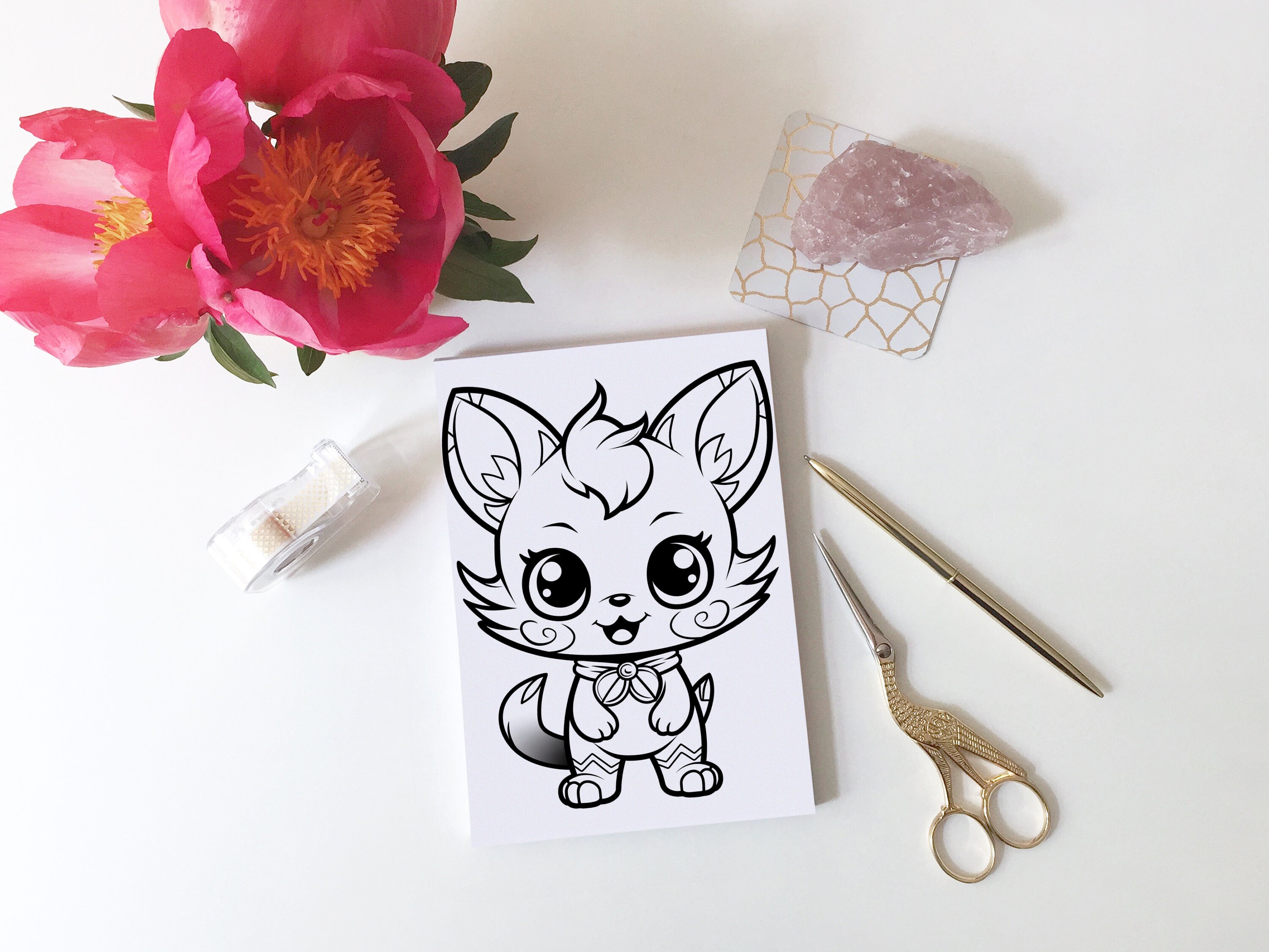 Printable Cute Animal Coloring Pages for Kids | Kawaii Animal Coloring ...