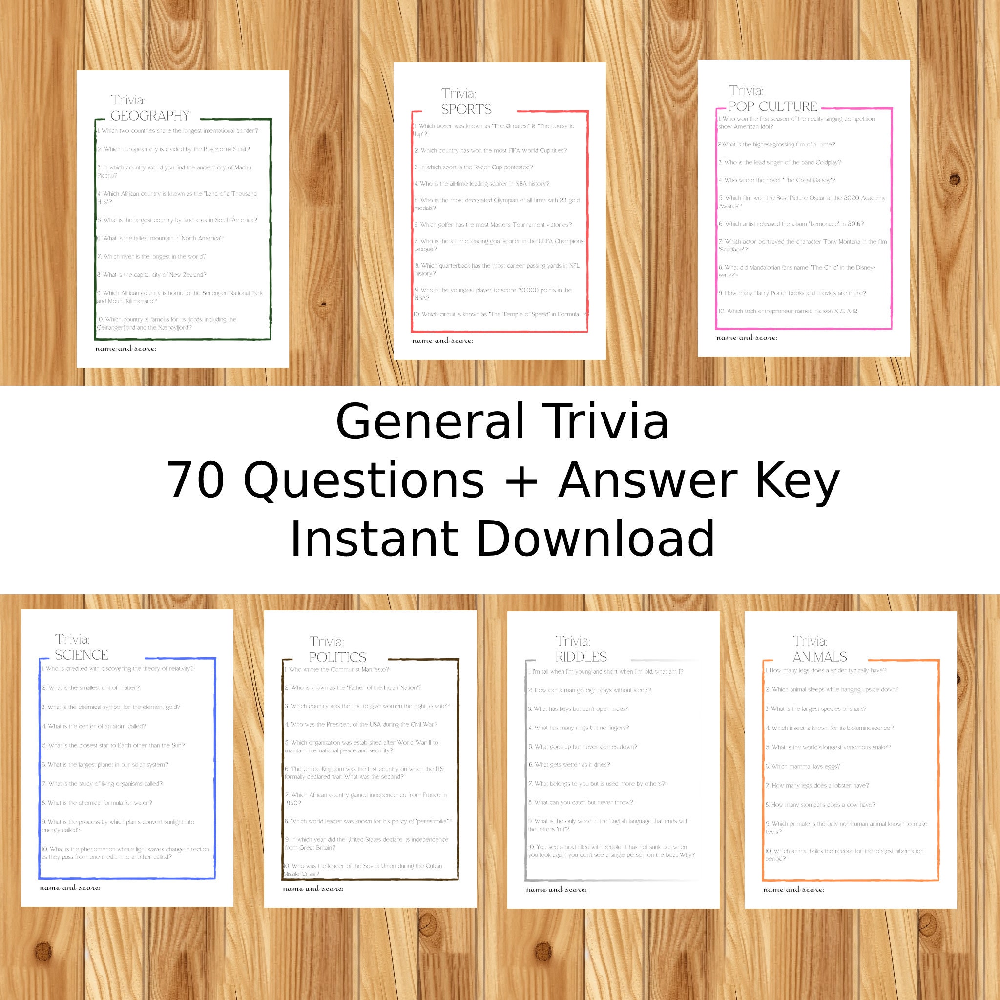 Trivia Game | Printable Trivia Questions | Party Games | Pub Trivia ...