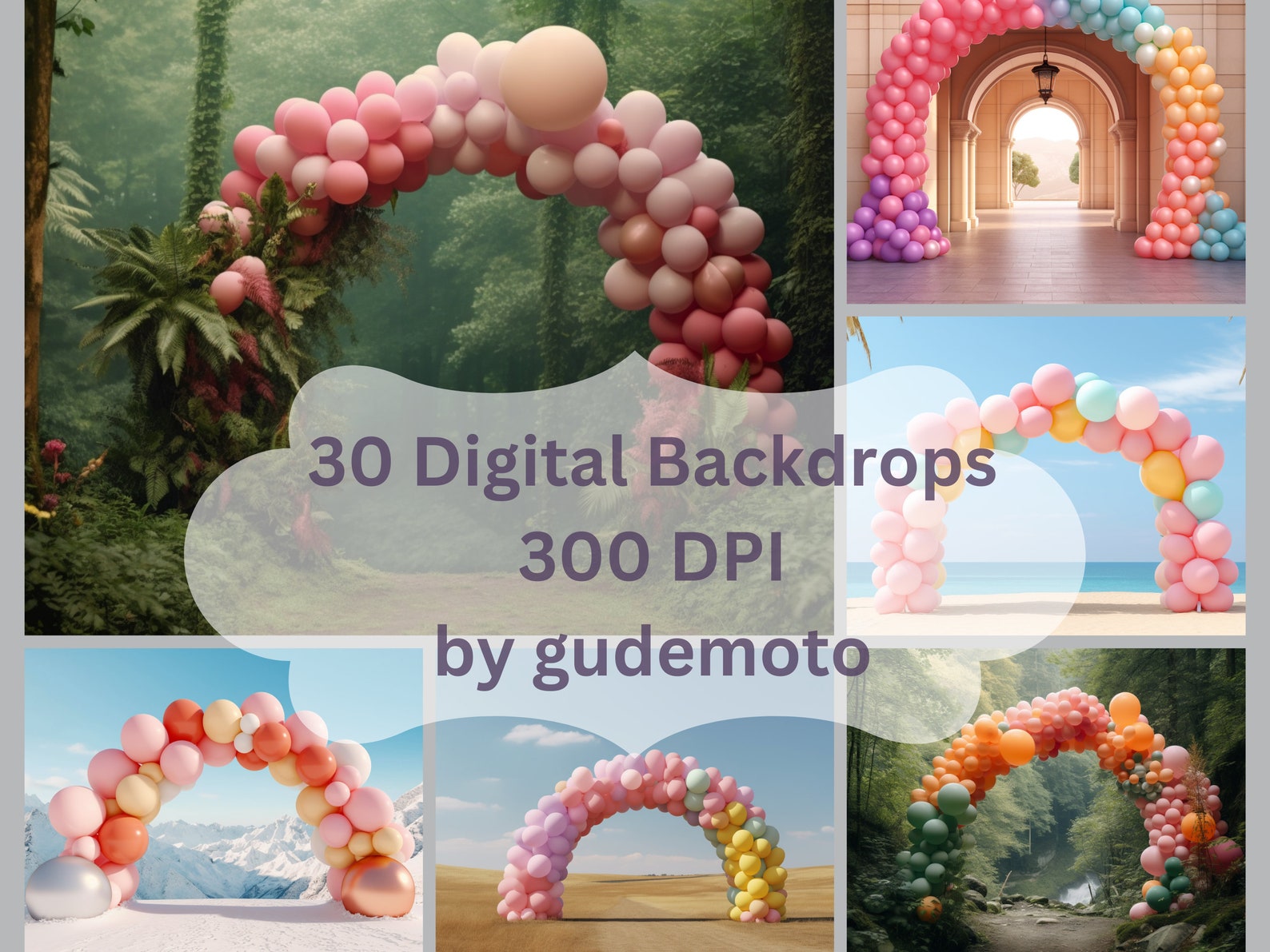 30 X Digital Backdrops Balloon Arch Backdrops Balloon - Etsy