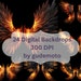 Fire Angel Wings Black Background, 24 Digital Backdrops, Fire Wings ...