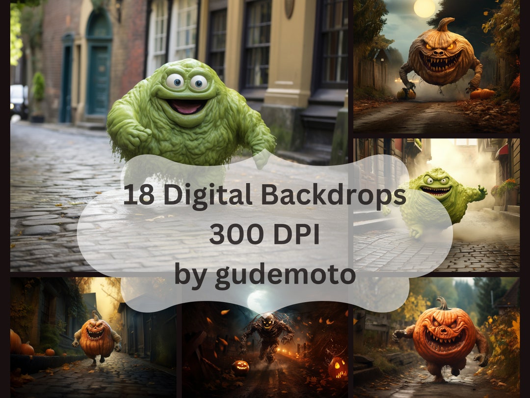 Halloween Monster Digital Backgrounds | Monster Chase Digital Backdrops ...
