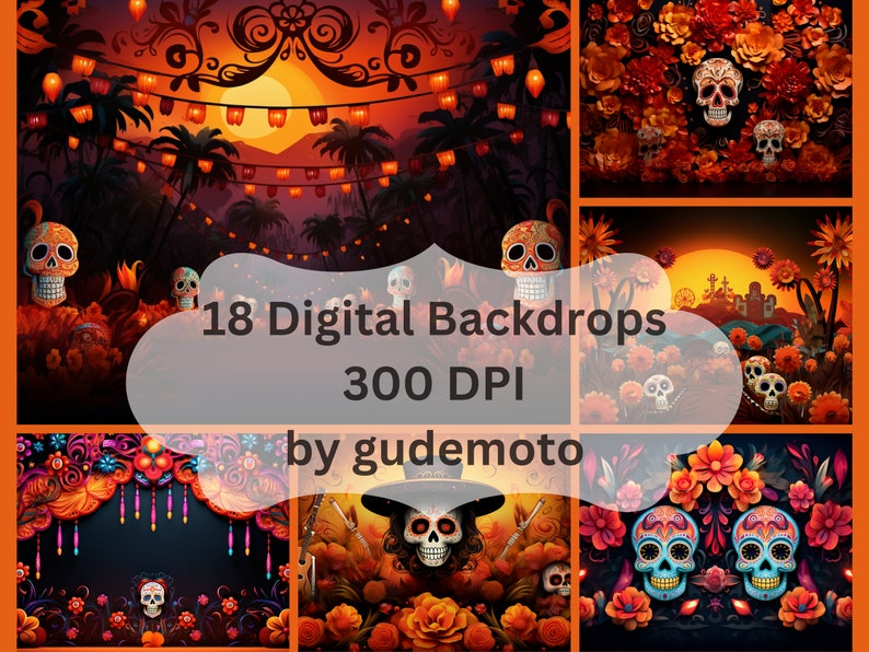 Day of the Dead Digital Backgrounds | Dia De Los Muertos Digital ...
