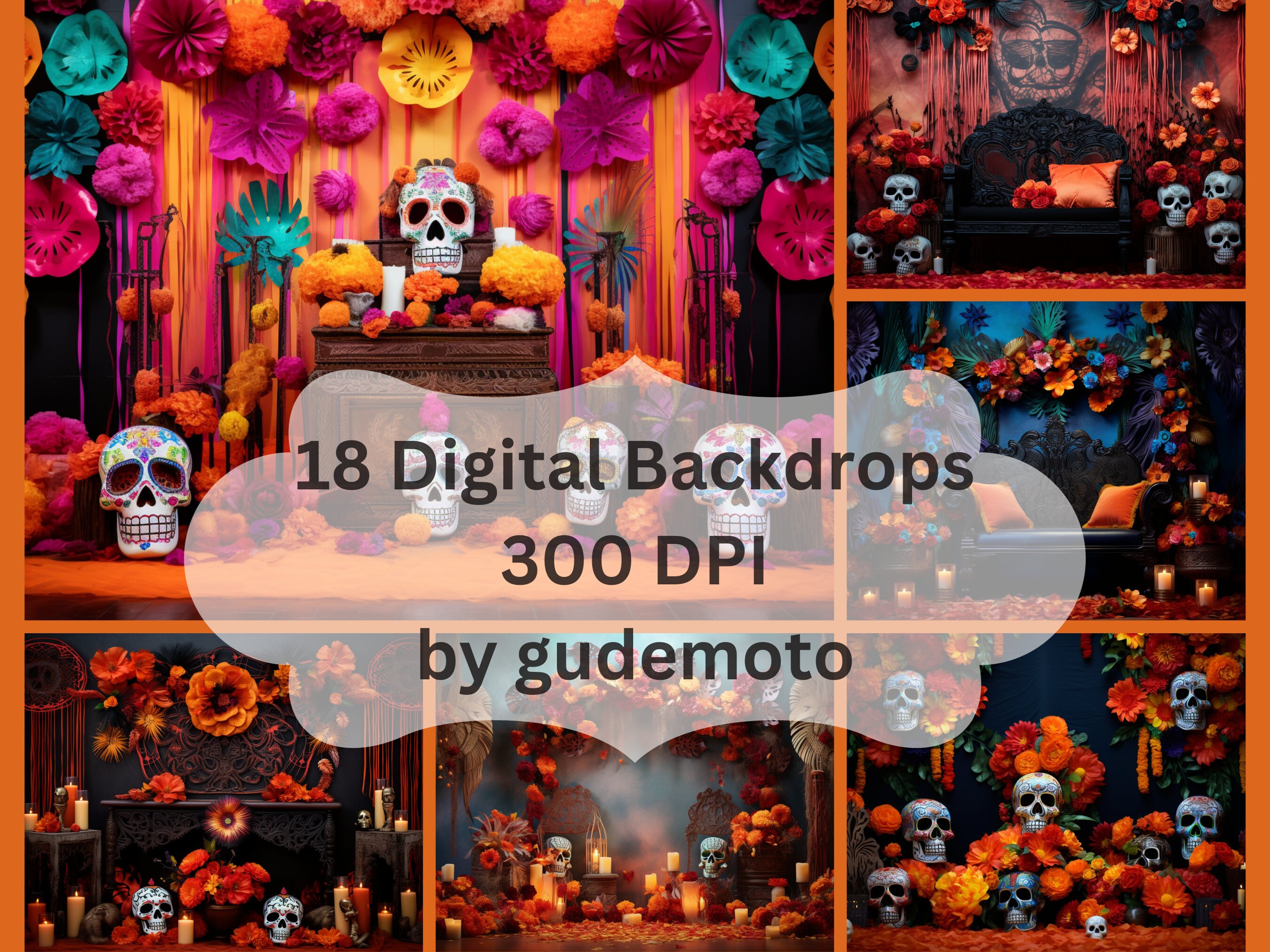 Dia De Los Muertos Digital Backgrounds Day of the Dead Digital ...