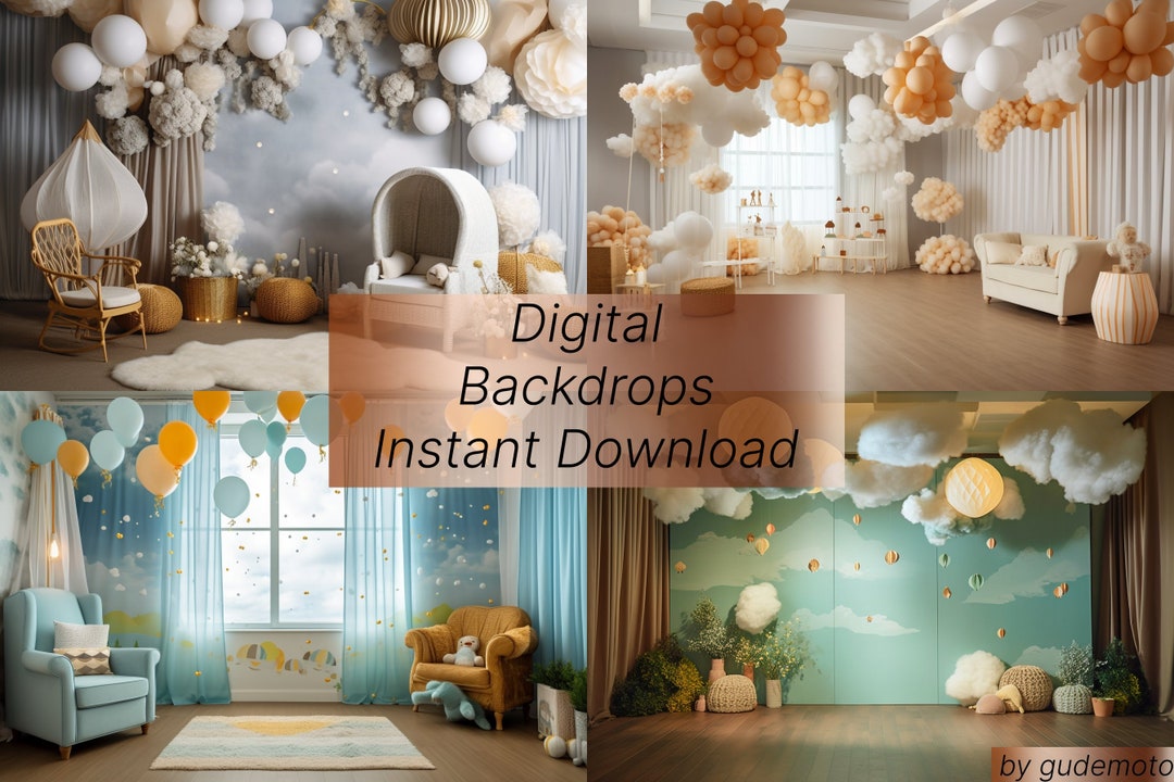 Baby Shower Backdrops 16 Digital Backgrounds Baby Shower - Etsy