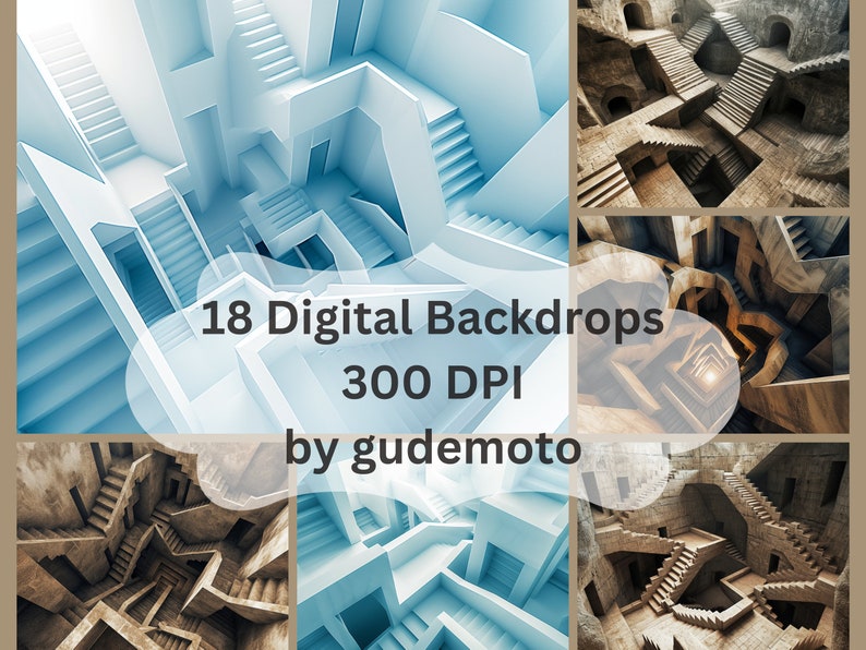 Staircase Maze Digital Backgrounds | 18 X Digital Backdrops | Staircase ...