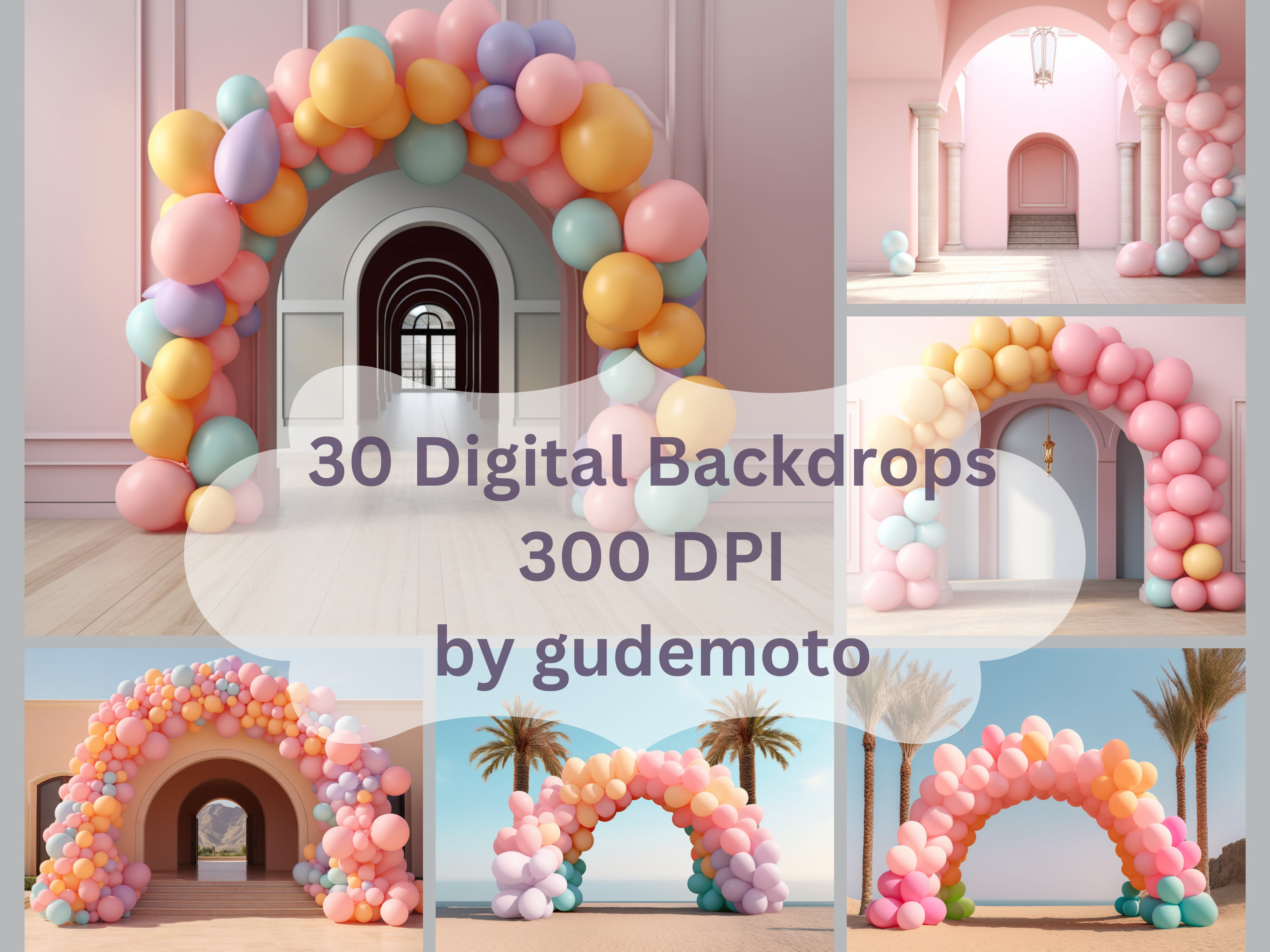 30 X Digital Backdrops Balloon Arch Backdrops Balloon - Etsy
