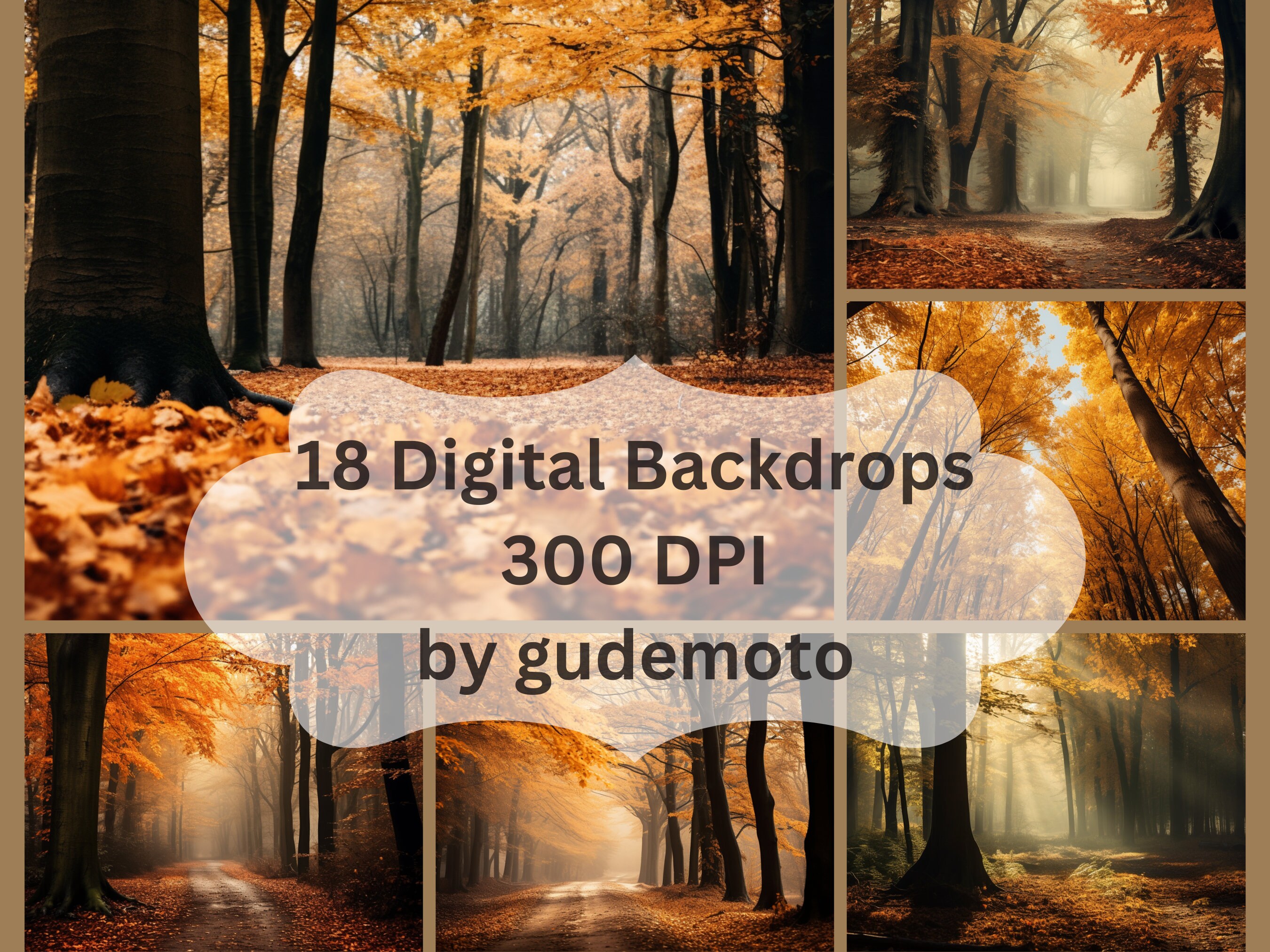 Autumn Woods Digital Backgrounds Fall Forest Digital Backdrops Fall ...