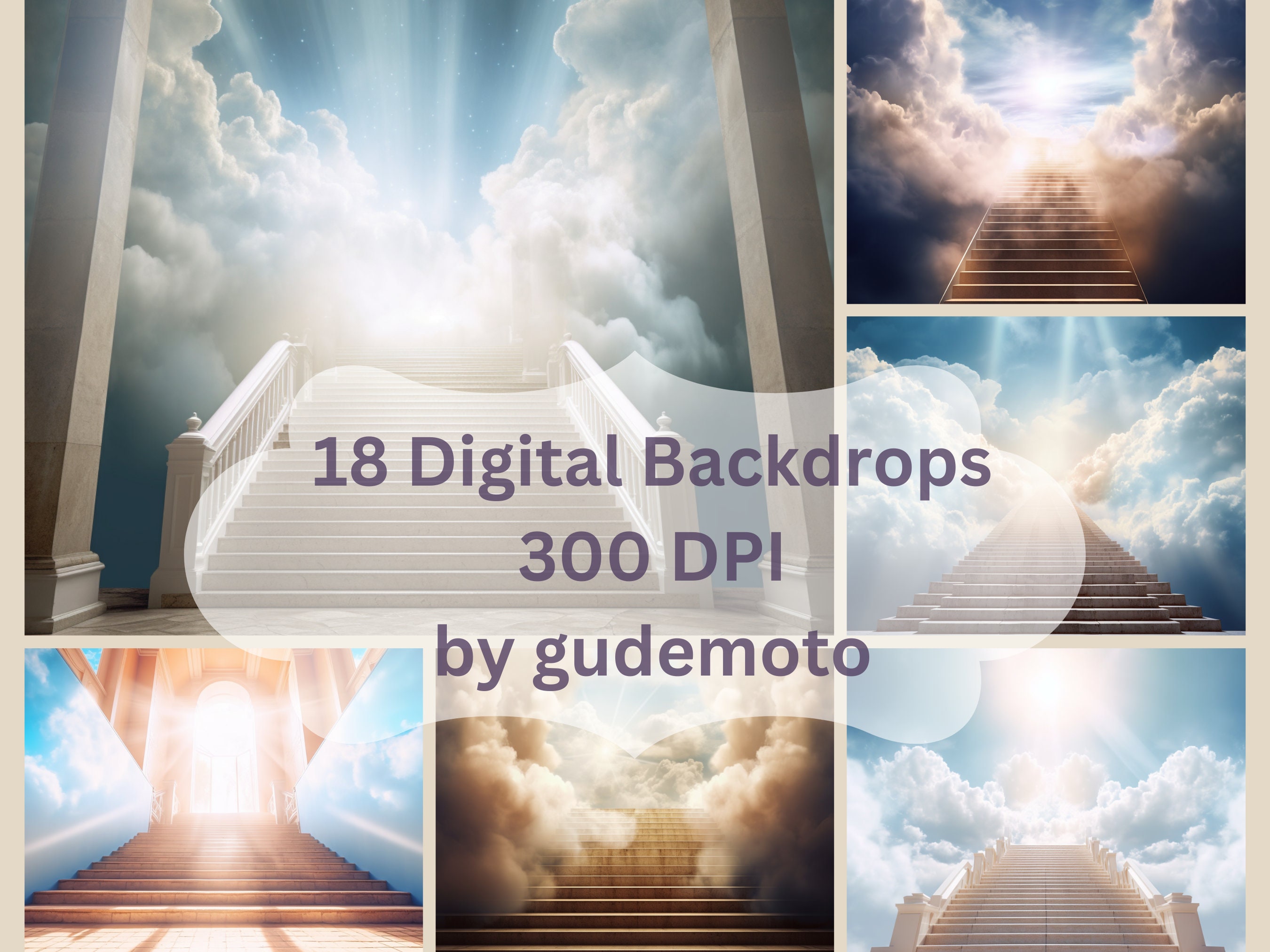 Stairway to Heaven Backdrops, 18 X Digital Backdrops, Memorial ...
