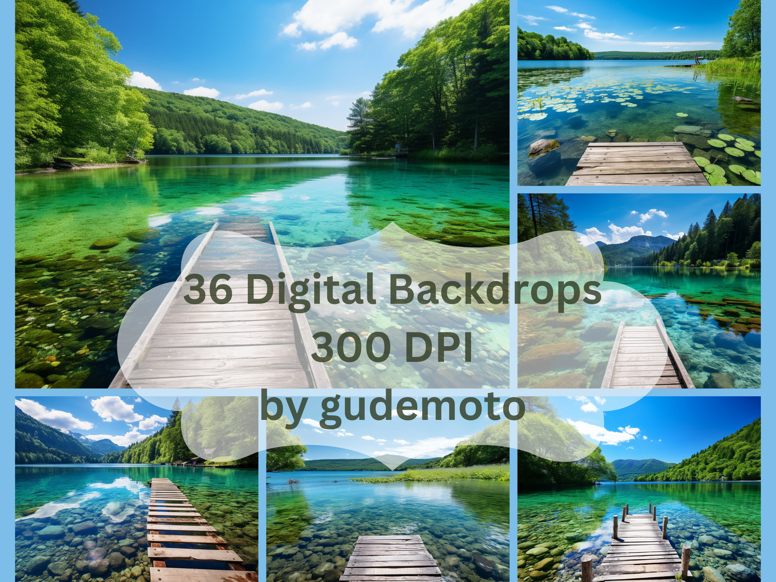 Lake Backgrounds Mega Bundle | Photography Backdrops | Clear Lake With ...