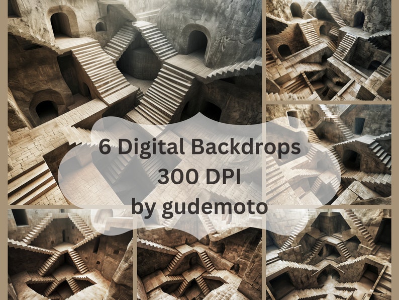 Ultra High Resolution Staircase Maze Digital Backgrounds | 6 X 10K ...