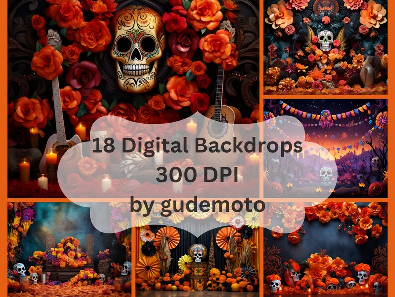 Day of the Dead Digital Backgrounds | Dia De Los Muertos Digital ...