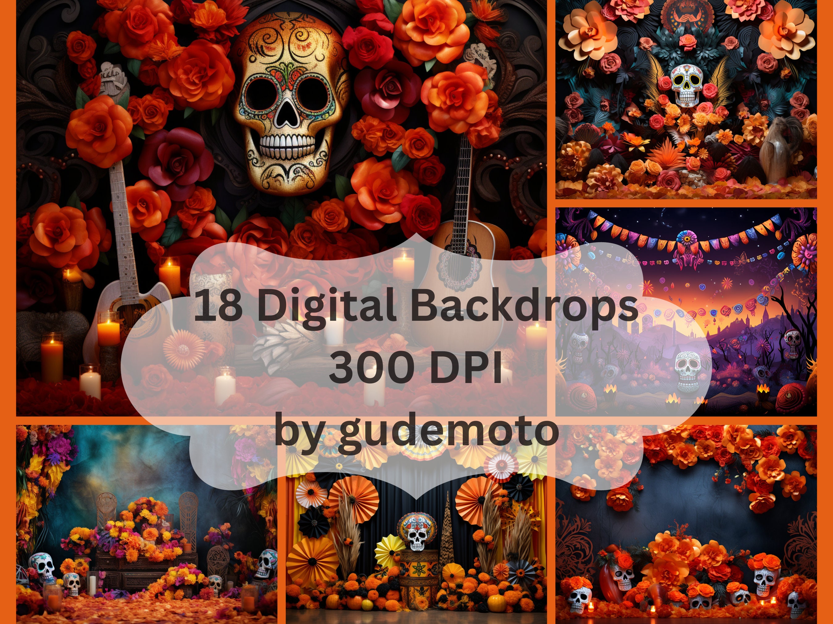 Day of the Dead Digital Backgrounds | Dia De Los Muertos Digital ...