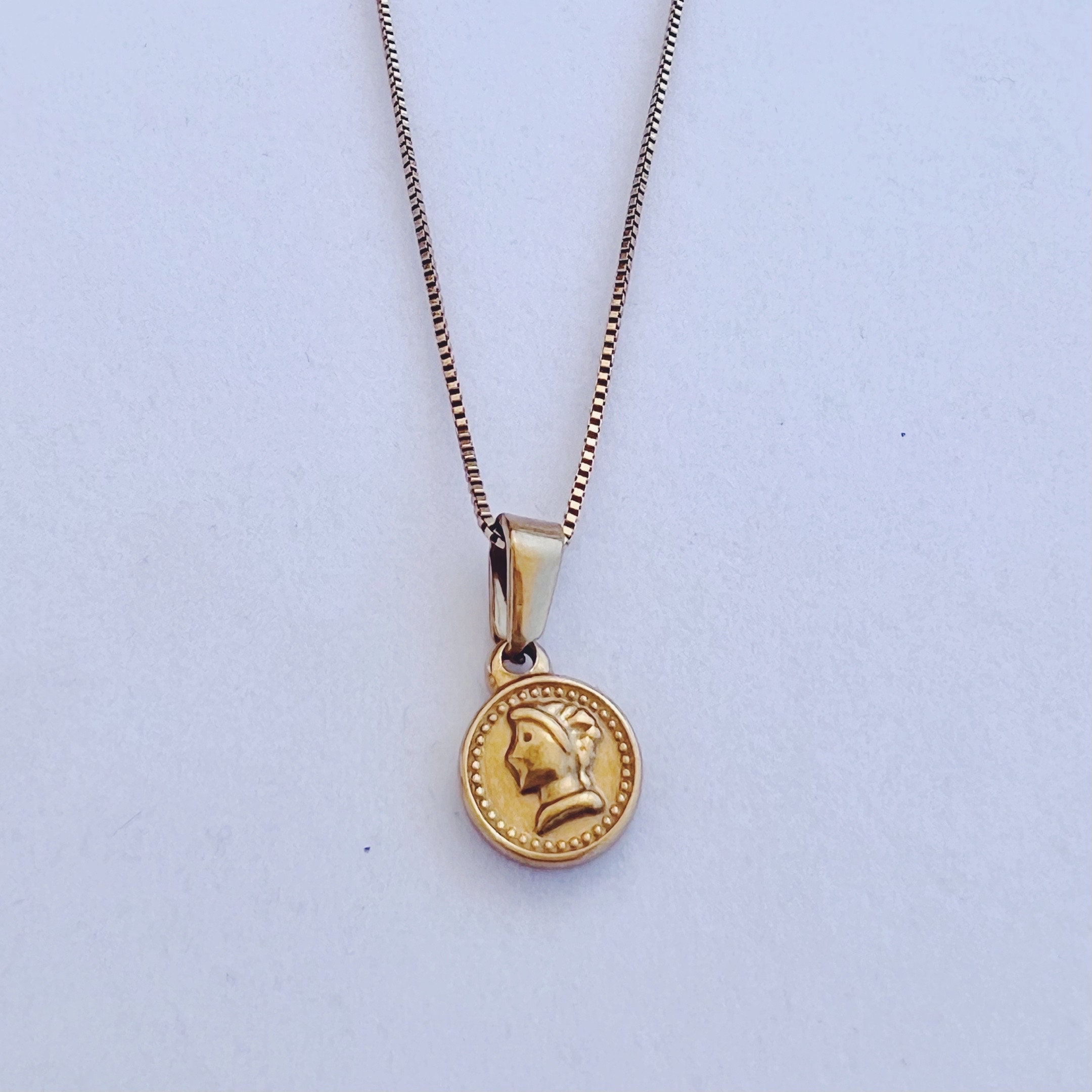 Vintage Italian Gold Necklace 14K Gold-filled, #3 Pendant Coin ...