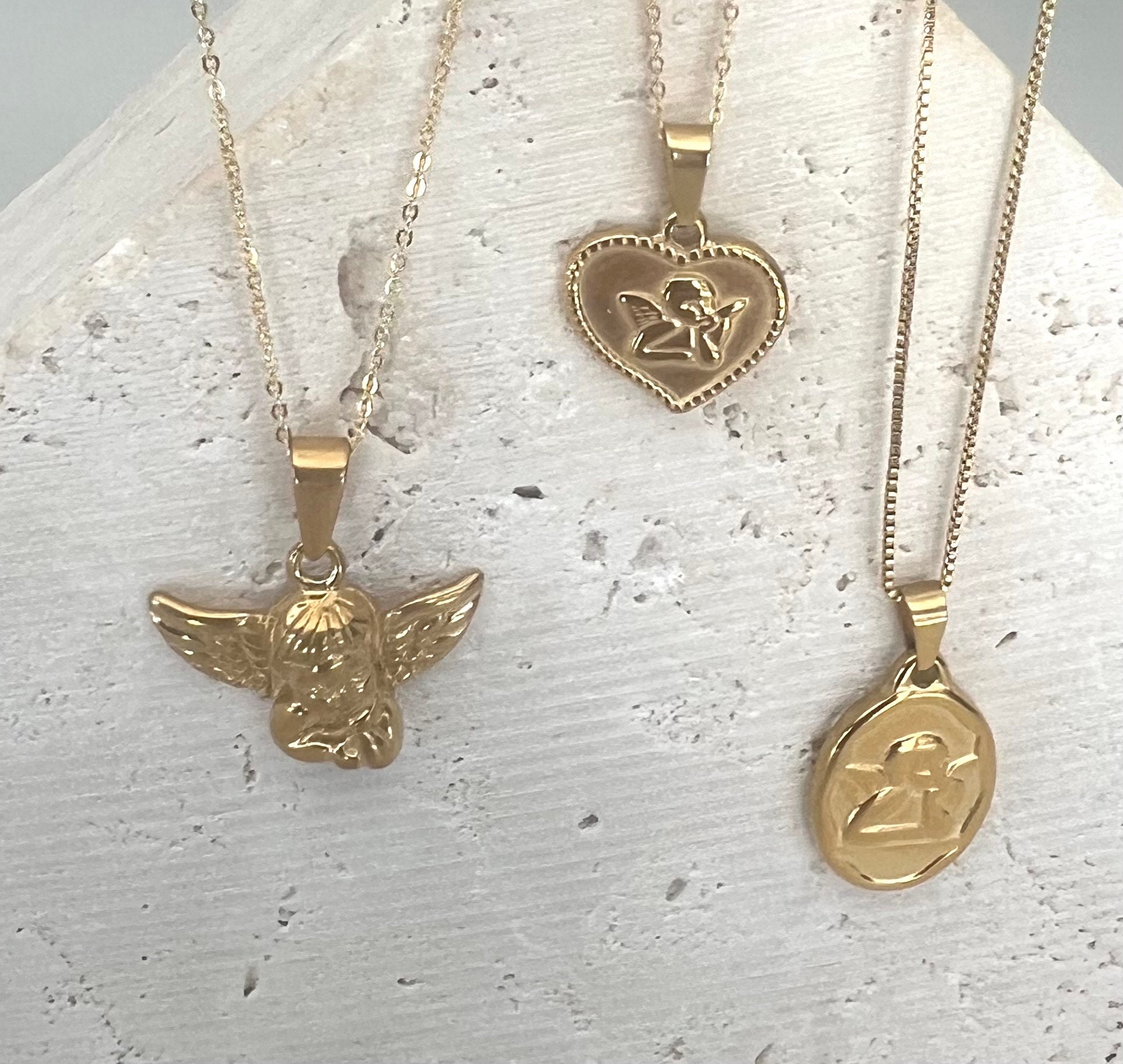 14K Gold Filled Angel Necklace, Italian Vintage Pendant - Etsy