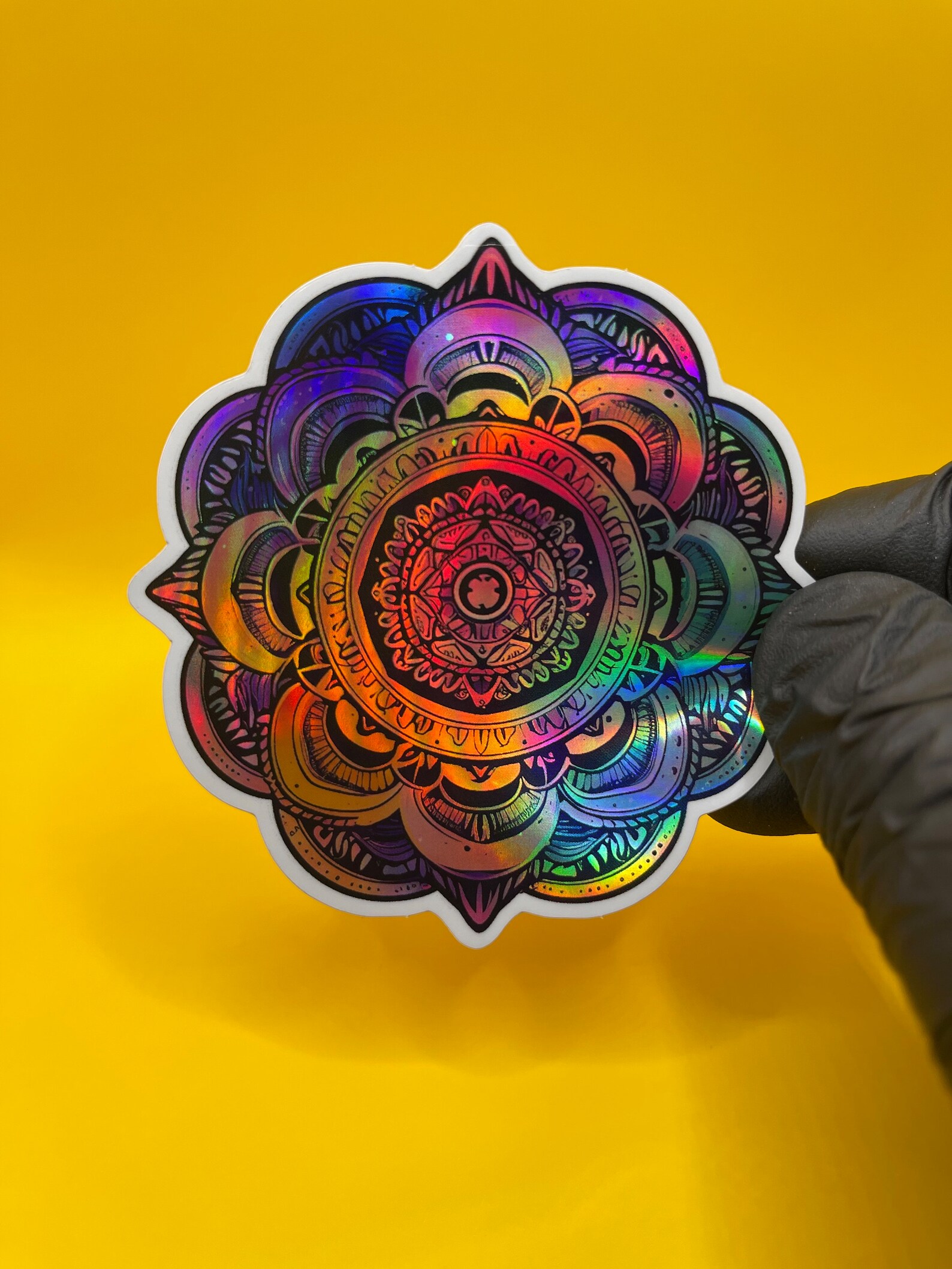 Mandala Holographic Sticker / Psychedelic Look / Bamber Stickers / Yoga Stickers 1 Sticker - Etsy