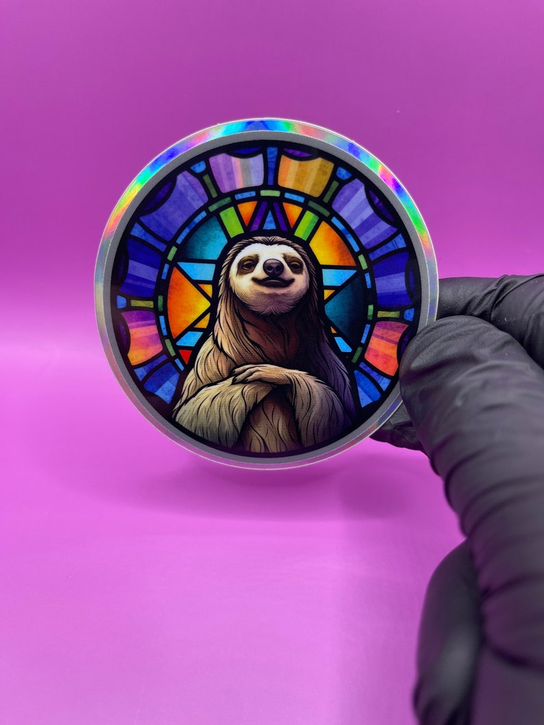 Sloth of Confession Holographic Border Sticker / Car Sticker / - Etsy
