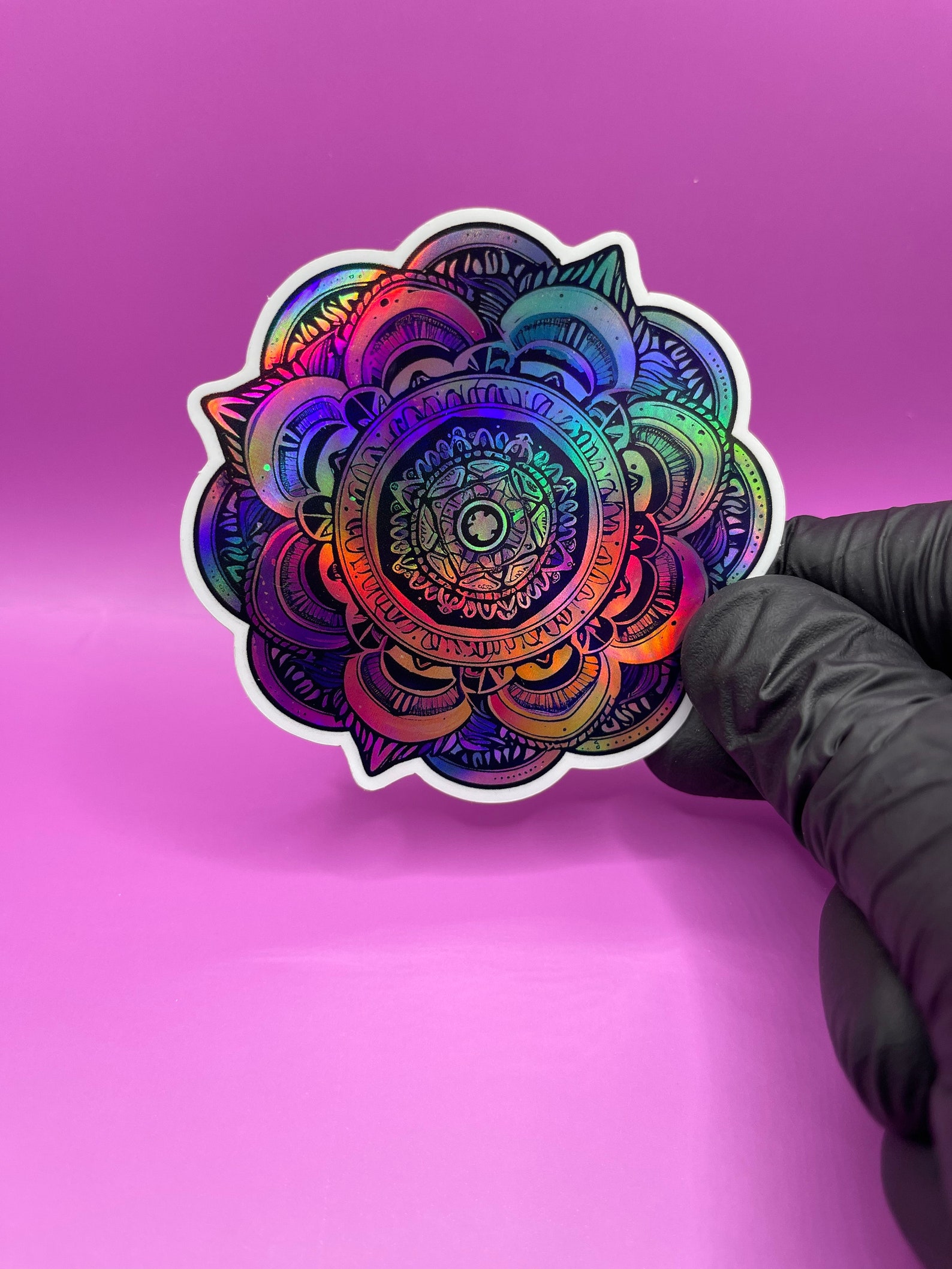 Mandala Holographic Sticker / Psychedelic Look / Bamber Stickers / Yoga ...