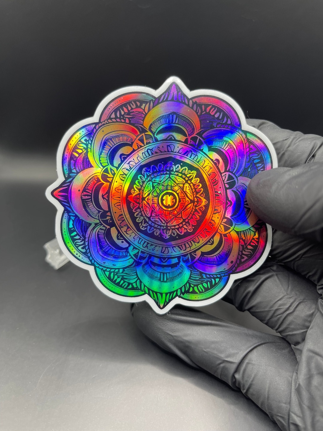 Mandala Holographic Sticker / Psychedelic Look / Bamber Stickers / Yoga ...
