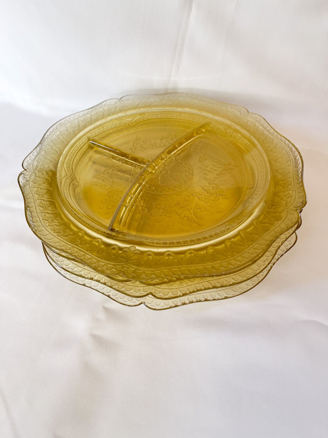 1930s Patrician Spoke Amber Glass Divided Plates (4) - Etsy