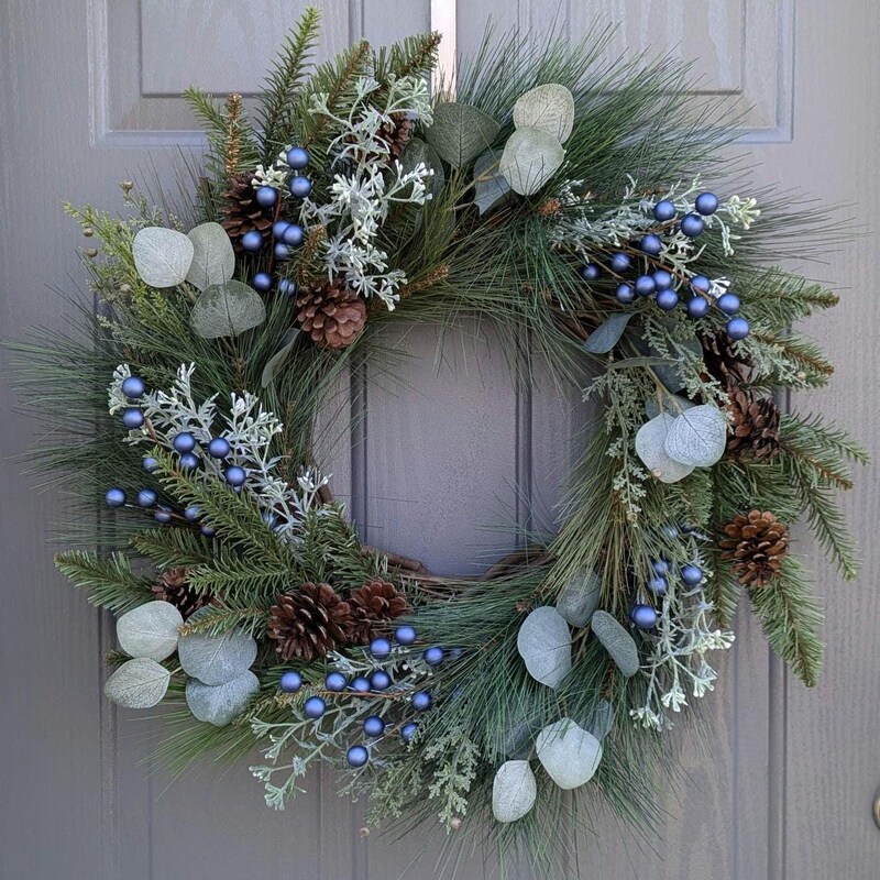 Blue Christmas Wreath - Etsy