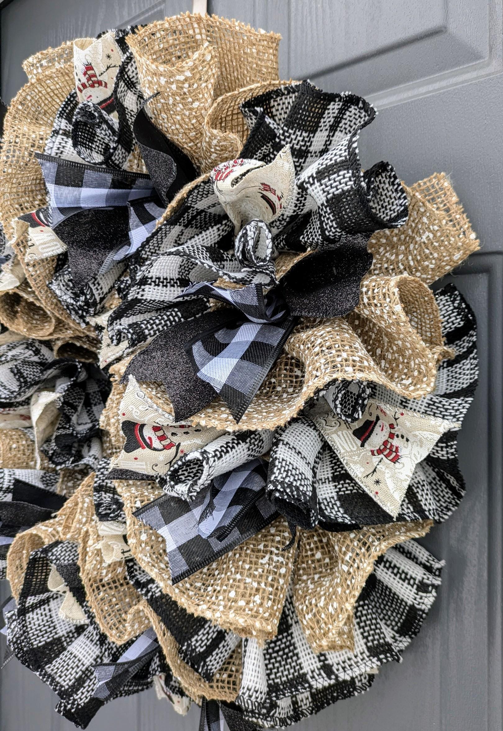 Buffalo Check Winter Wreath, Rustic Farmhouse, Buffalo Check Burlap ...