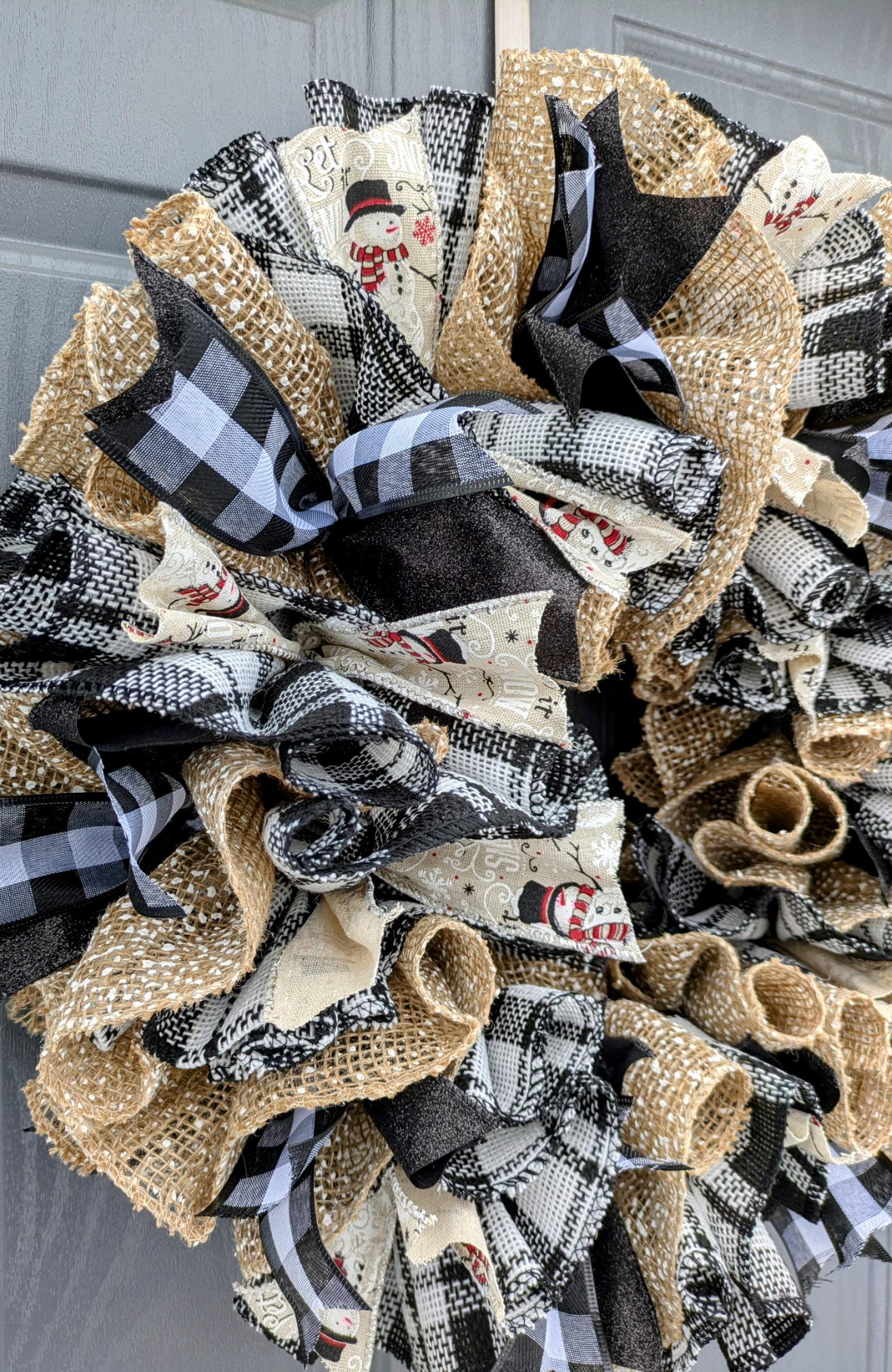 Buffalo Check Winter Wreath, Rustic Farmhouse, Buffalo Check Burlap ...