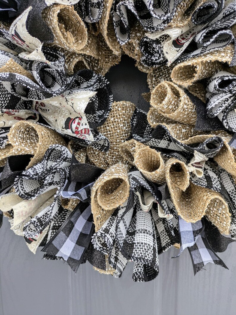 Buffalo Check Winter Wreath, Rustic Farmhouse, Buffalo Check Burlap ...