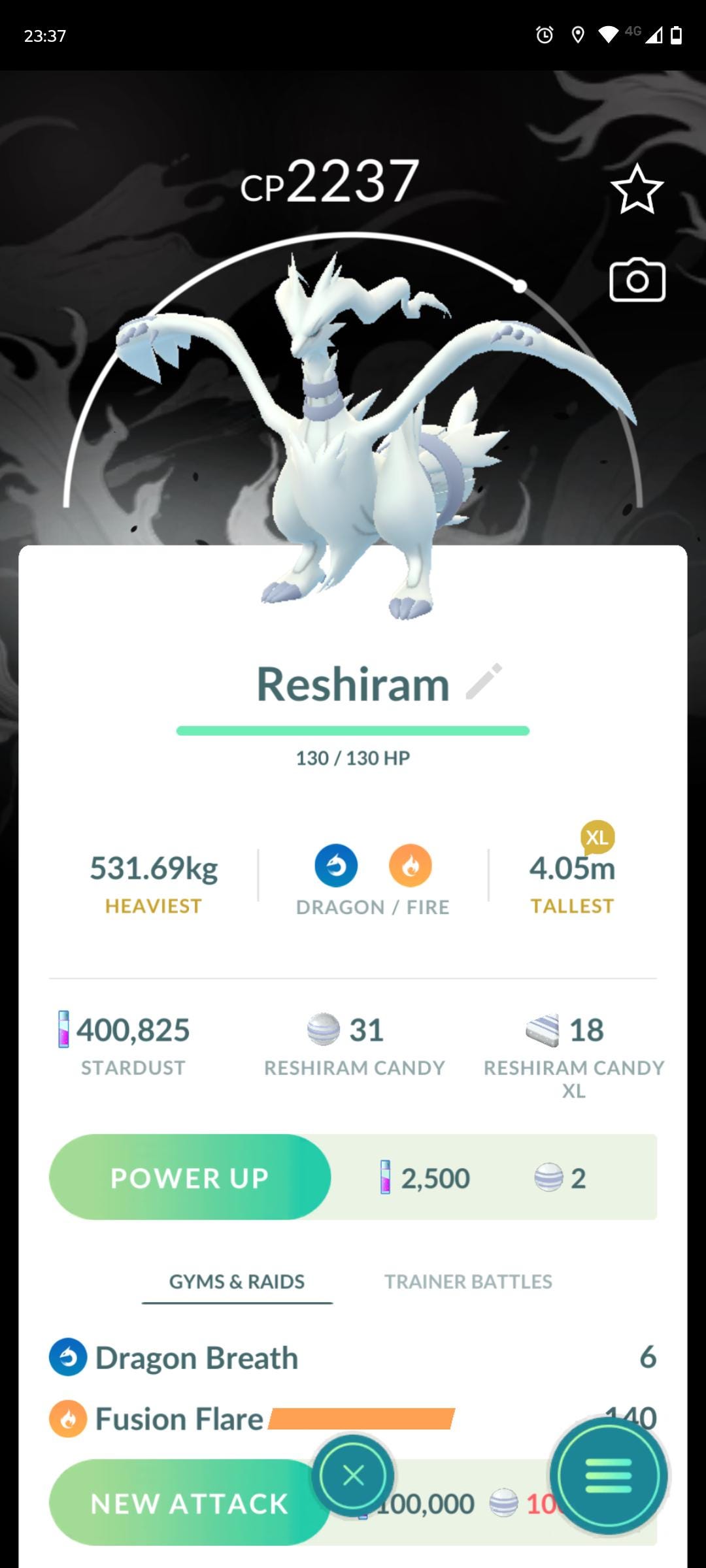 Reshiram +elite Move Fusion Flare (with/without Special Background ...