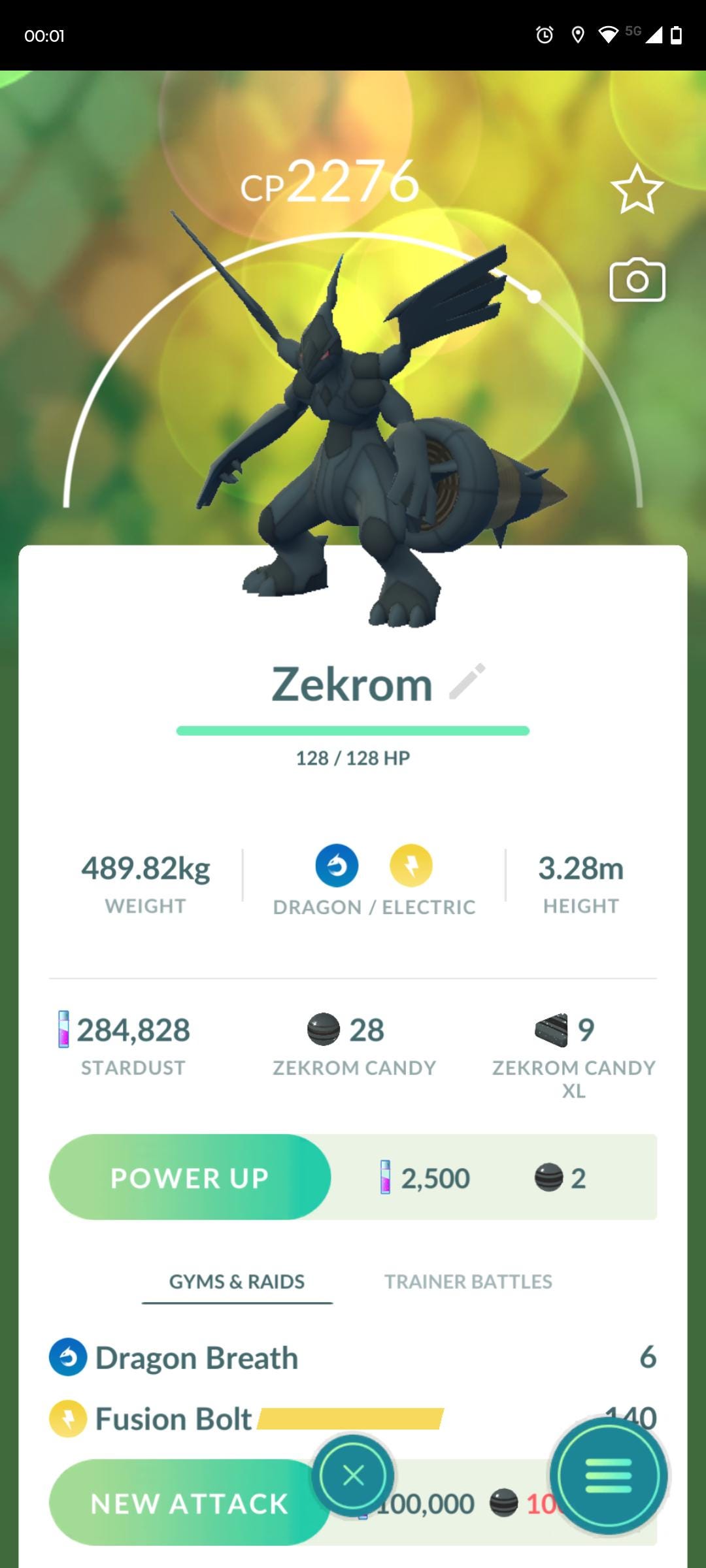 Zekrom Legendary Pokémon +elite Move Fusion Bolt - Pokémon Go - Etsy