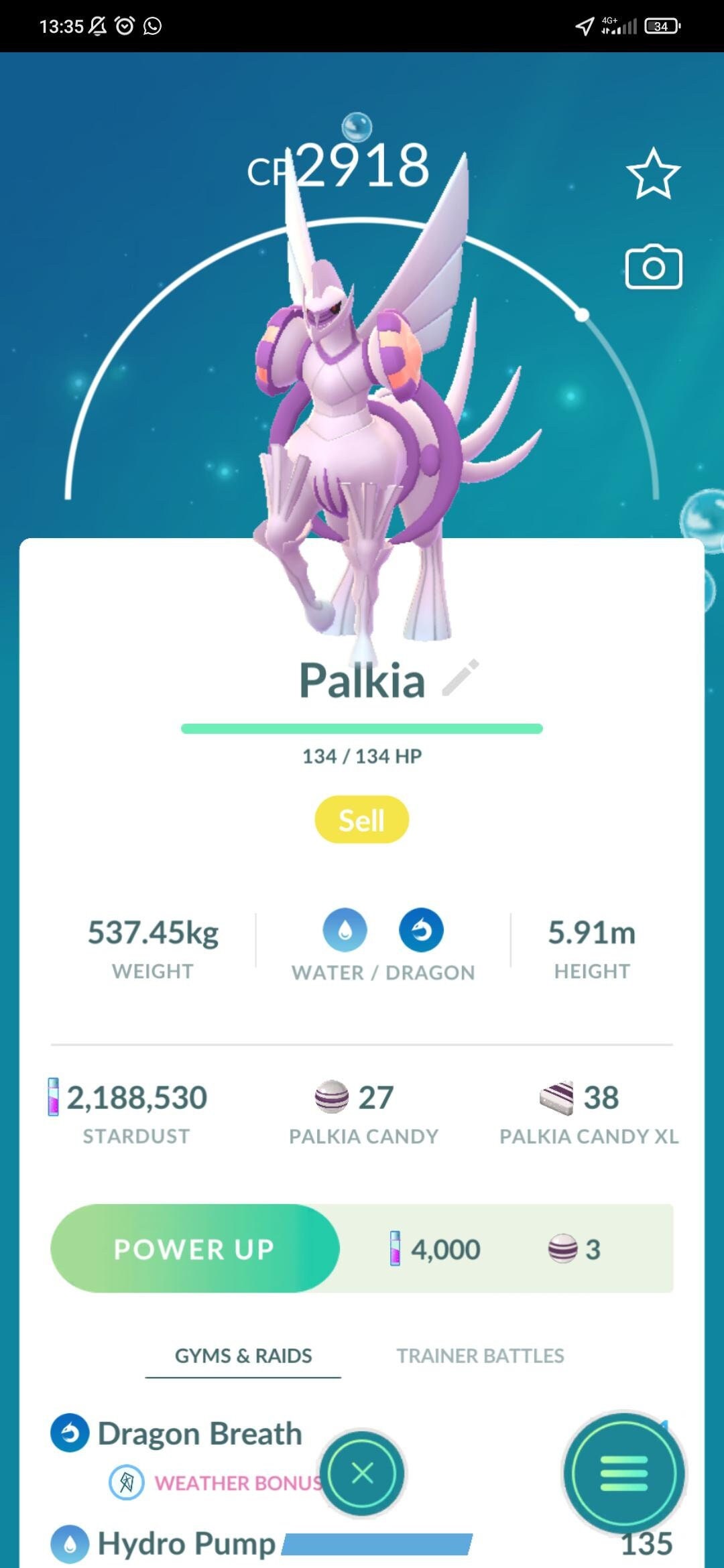 Origin Form Palkia - Legendary Pokémon Go Trade - Etsy
