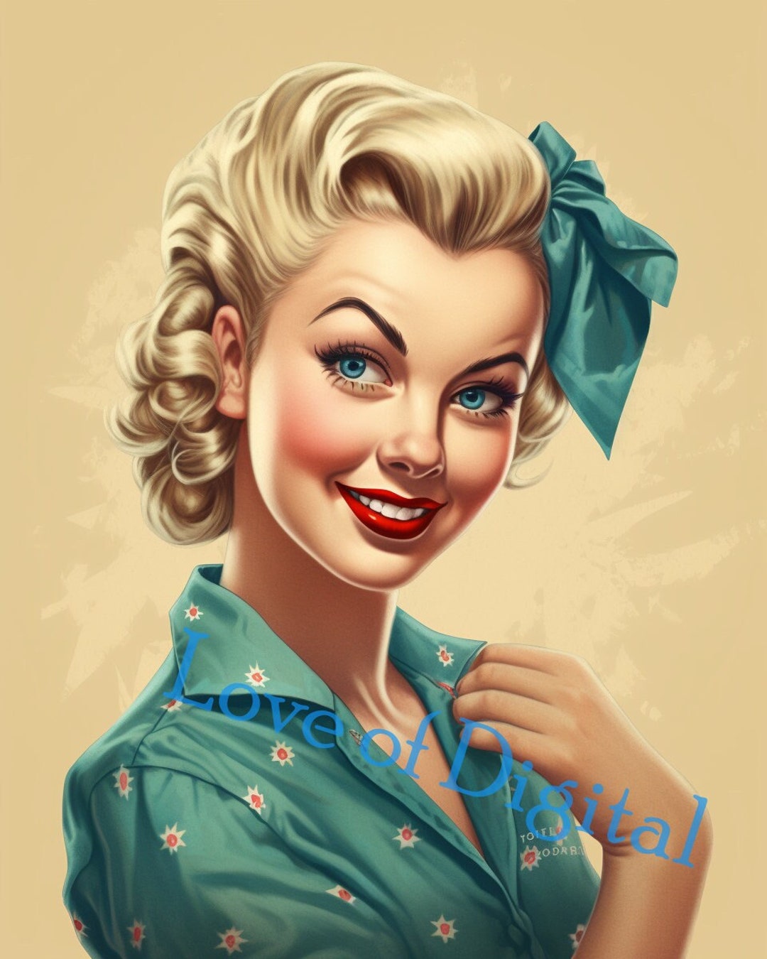 Pin-up Style Blonde Female Digital Download Image JPG 300 - Etsy