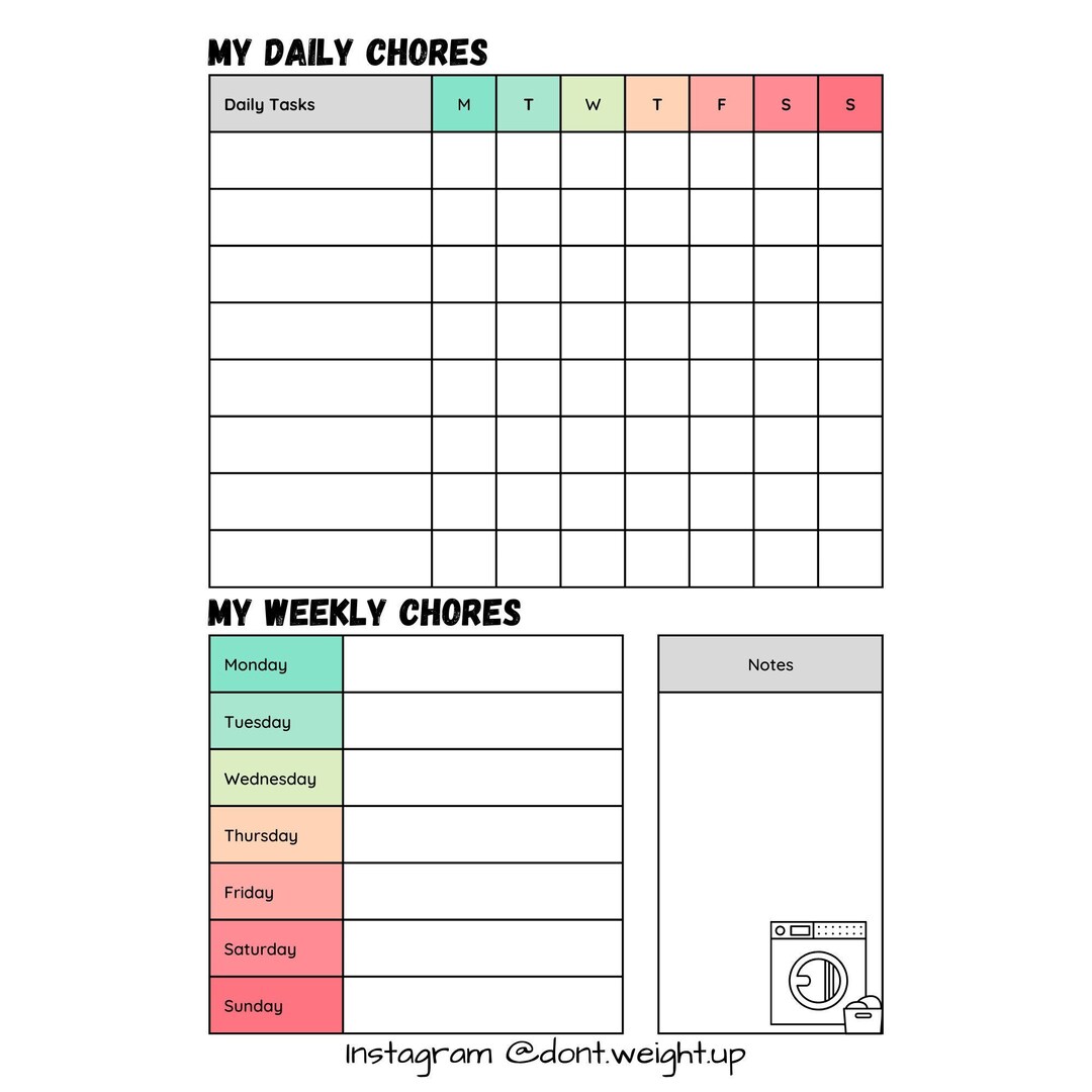 My Daily Chores Printable - Etsy