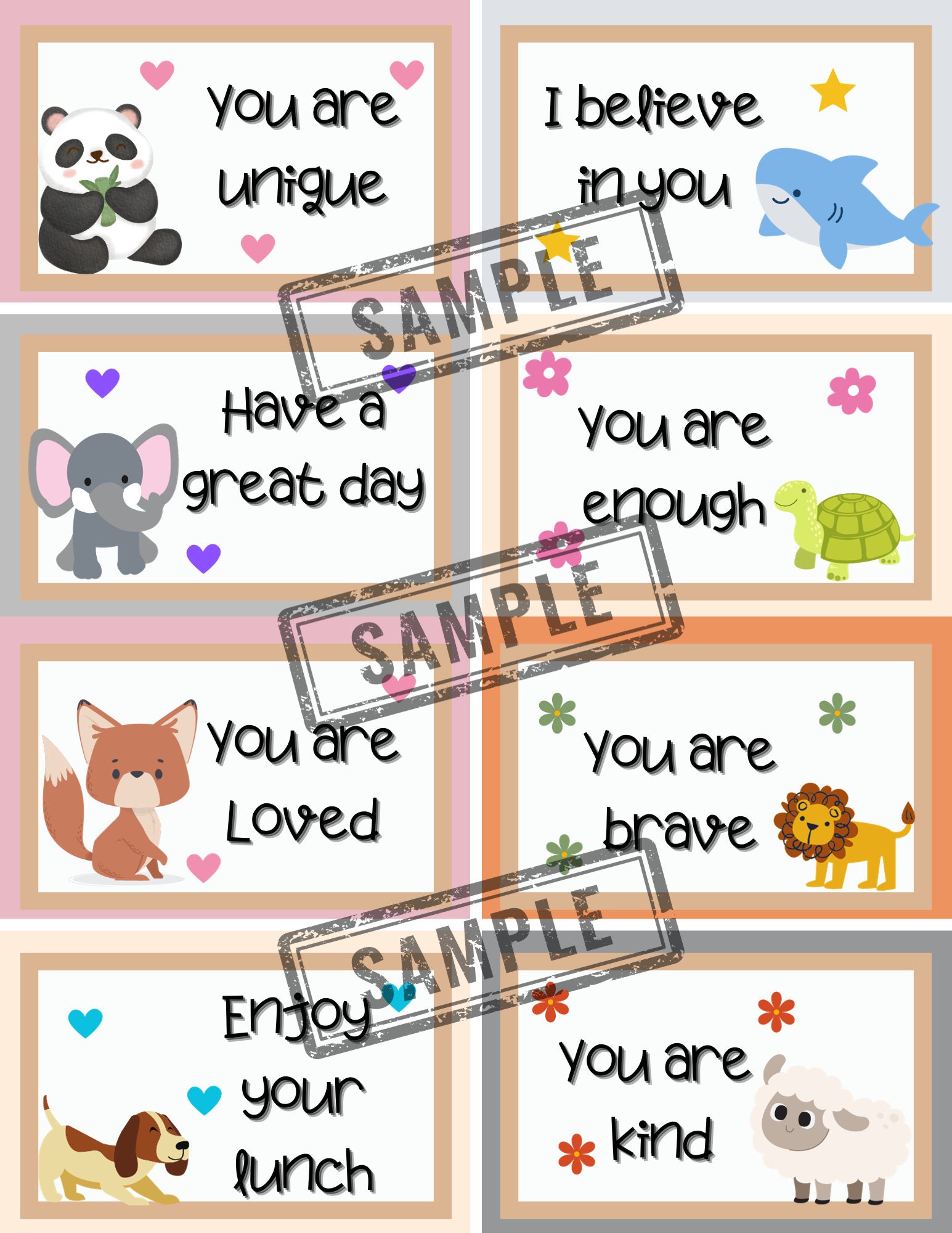 8 Printable Lunch Box Notes for Kids - Etsy