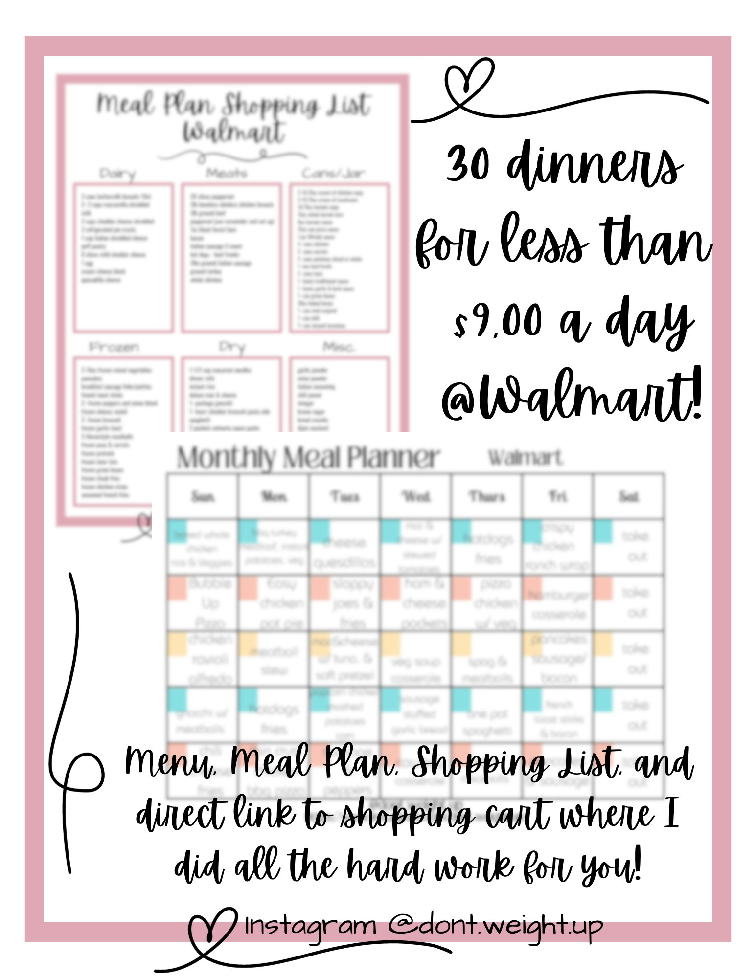 30 Day Walmart Dinner Meal Plan & Shopping List | an ENTIRE Month ...