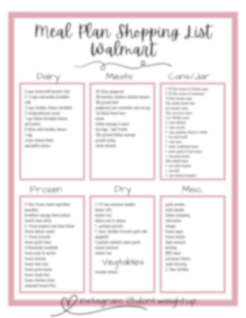 30 Day Walmart Dinner Meal Plan & Shopping List | an ENTIRE Month ...