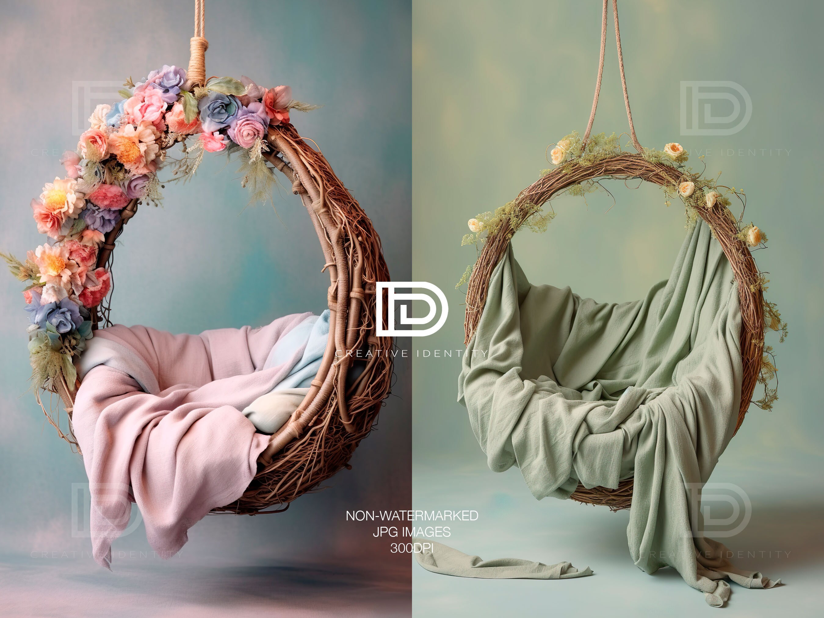 20 NEWBORN FLORAL SWING Digital Backdrops | Newborn Background | Flower ...