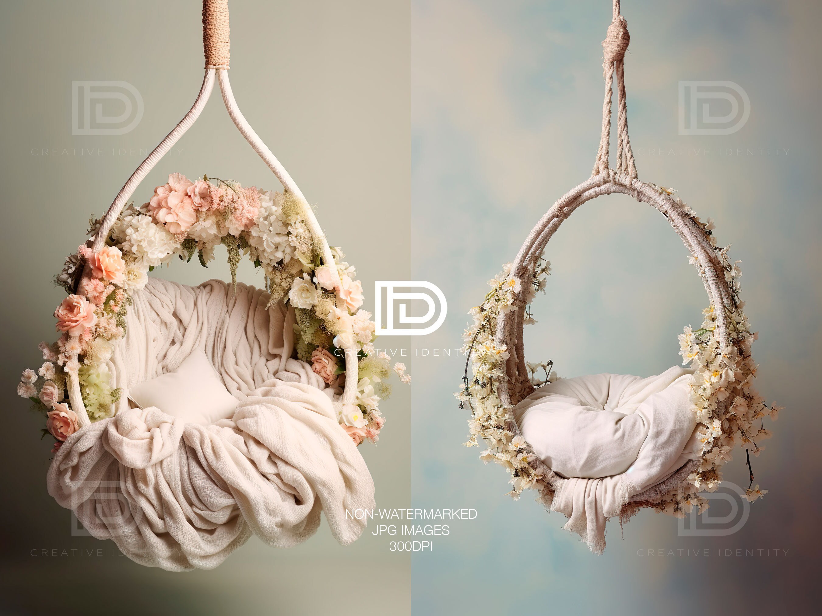 20 NEWBORN FLORAL SWING Digital Backdrops | Newborn Background | Flower ...