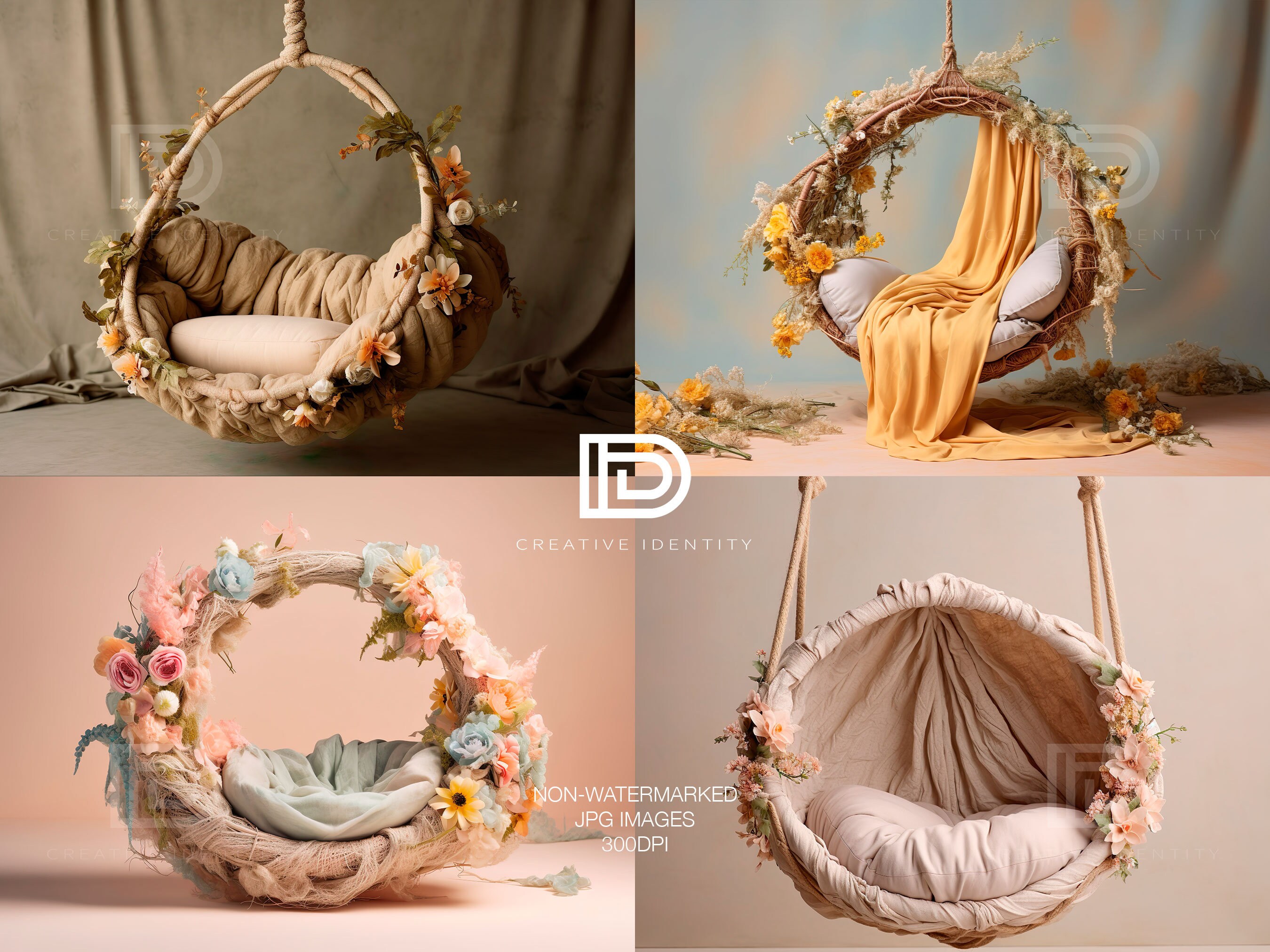 20 NEWBORN FLORAL SWING Digital Backdrops | Newborn Background | Flower ...