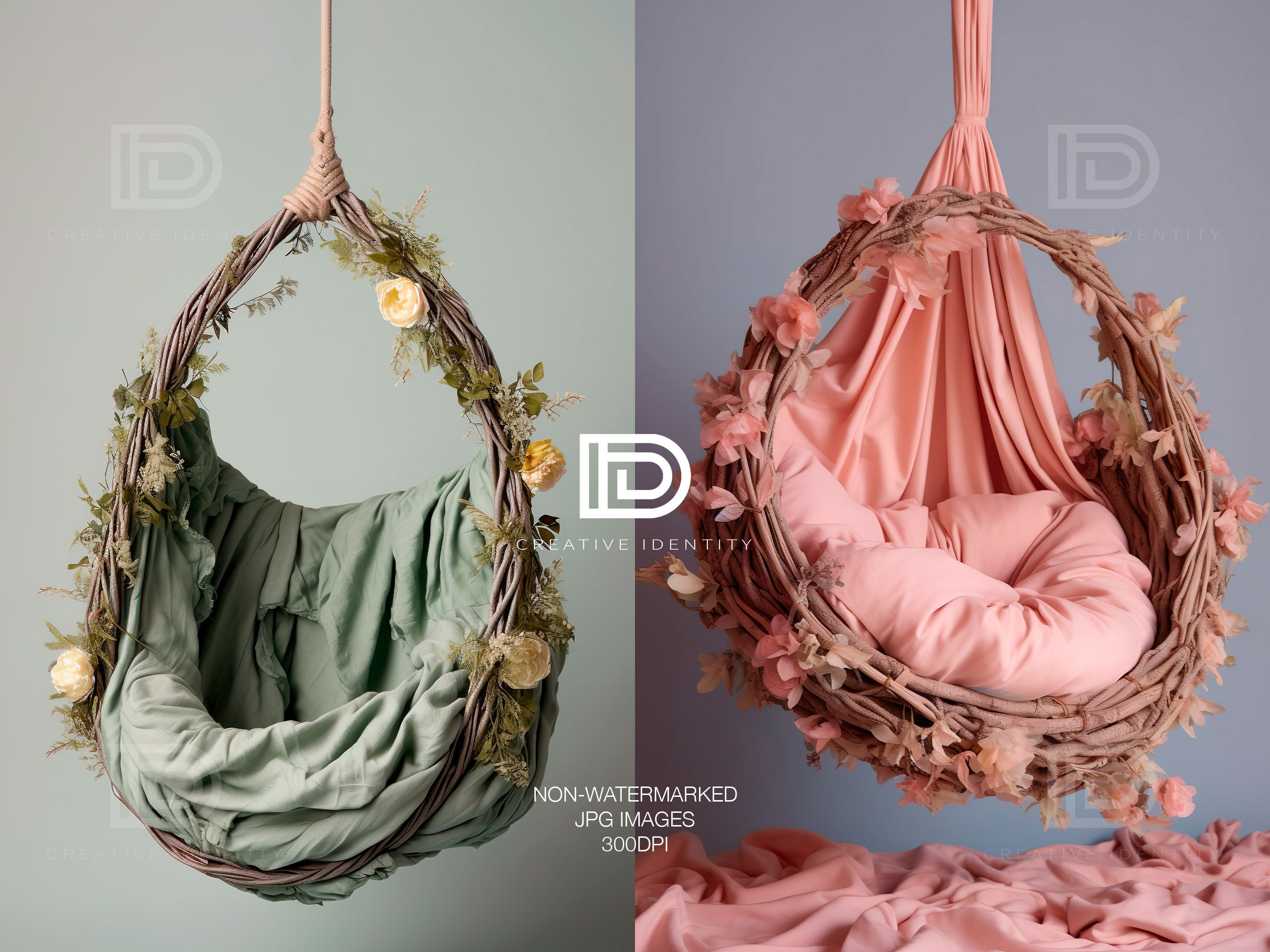 20 NEWBORN FLORAL SWING Digital Backdrops | Newborn Background | Flower ...