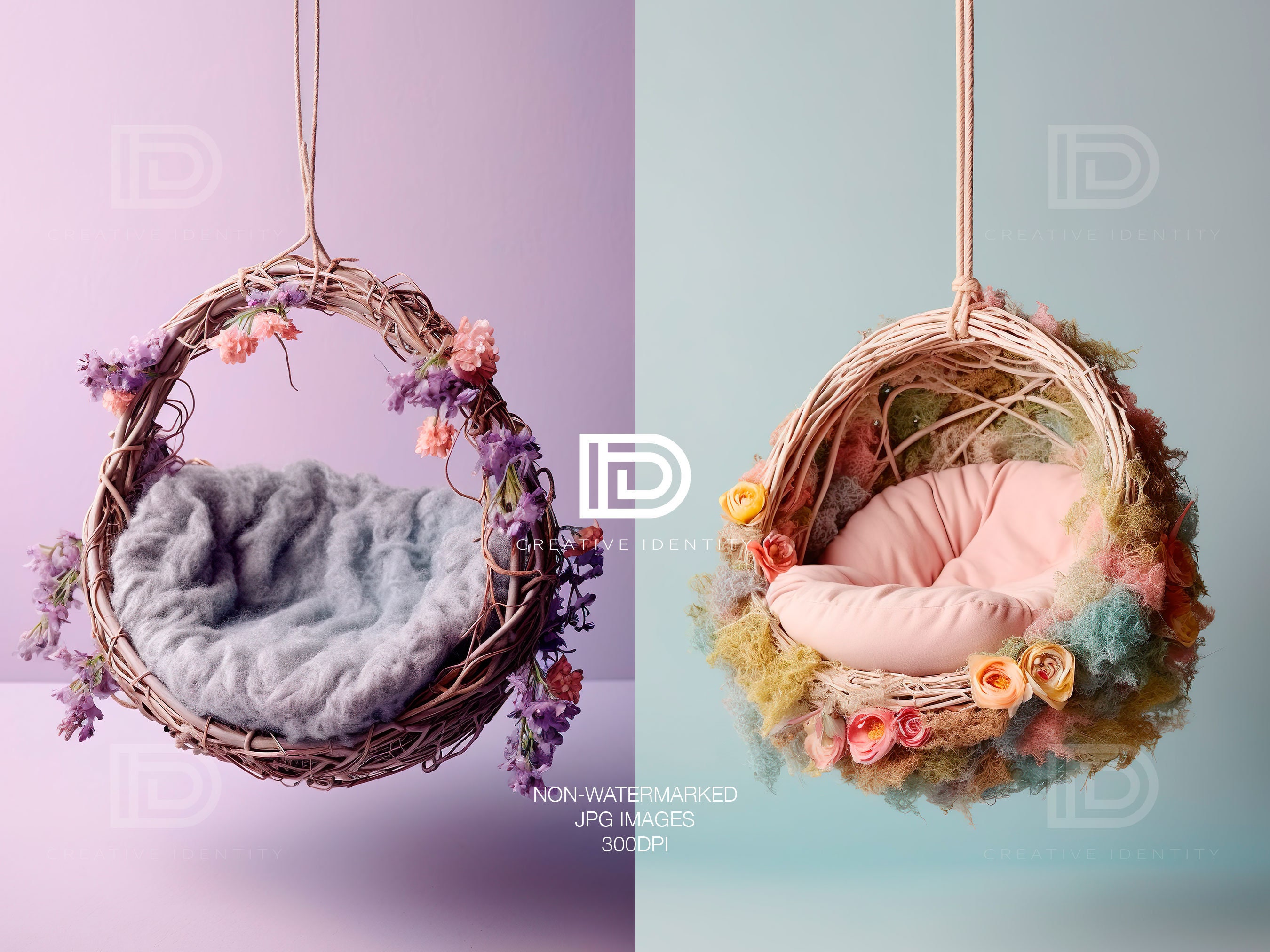 20 NEWBORN FLORAL SWING Digital Backdrops | Newborn Background | Flower ...