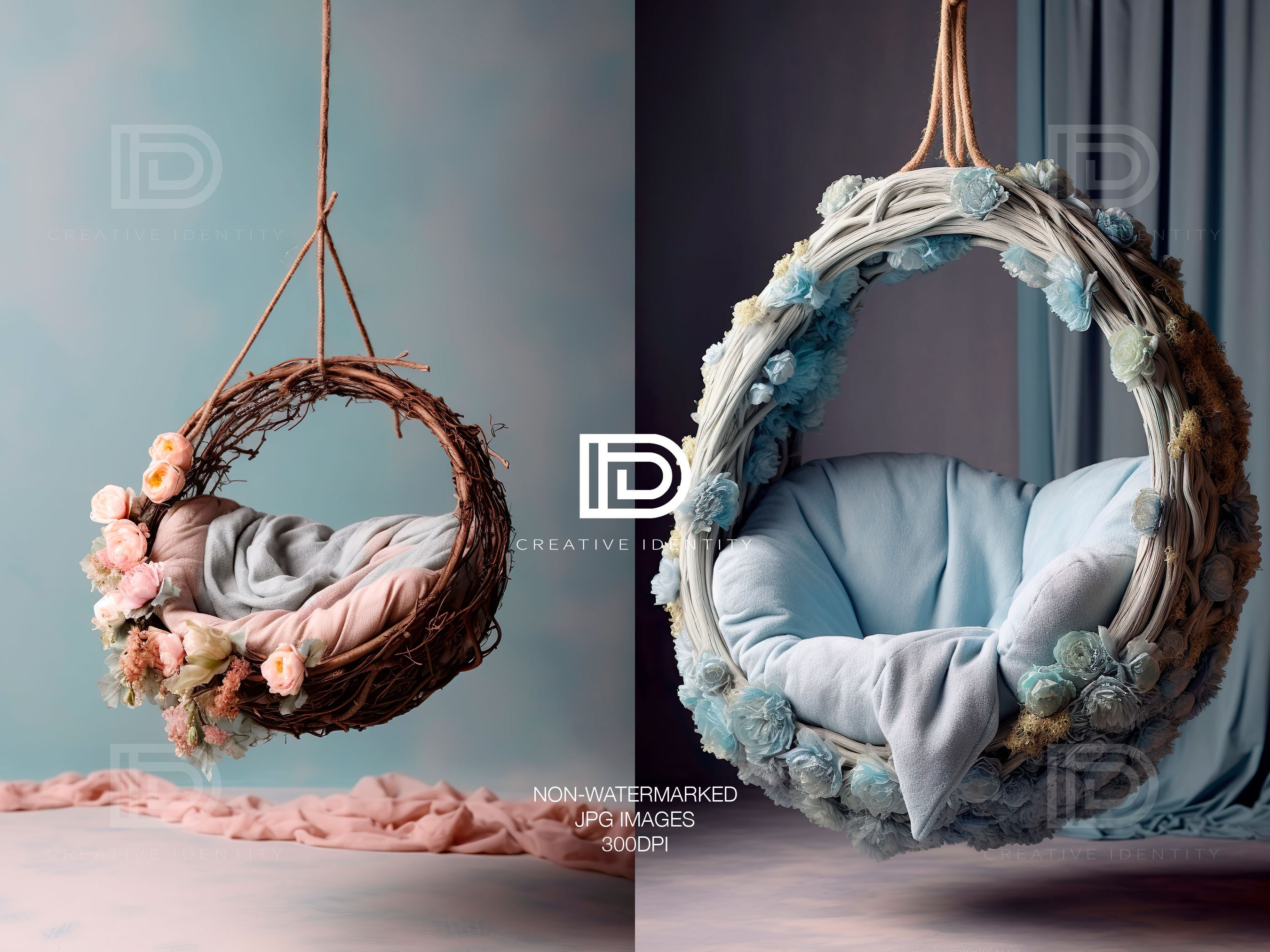 20 NEWBORN FLORAL SWING Digital Backdrops | Newborn Background | Flower ...