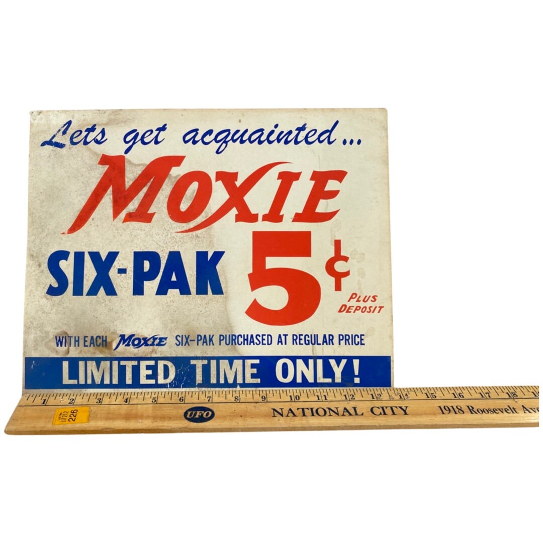 1960s Rare Vintage Moxie Soda Cardboard General Store Sign Americana ...