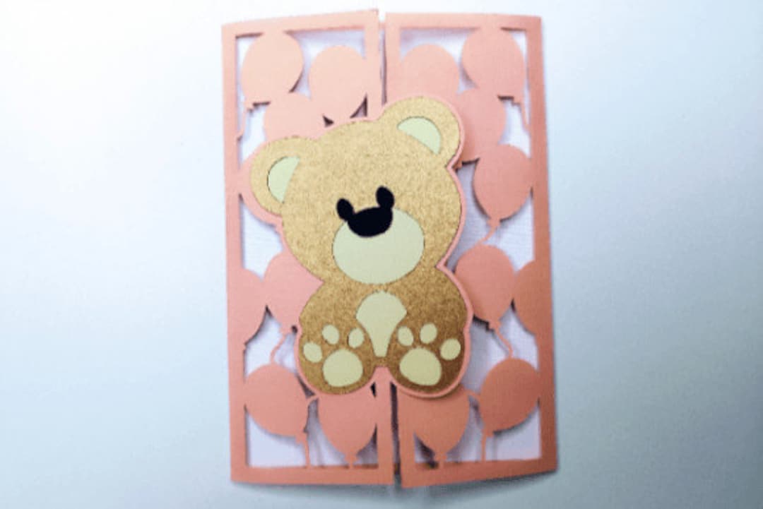 Cute Teddy Bear Card DIY Pattern PDF 3D Cute Bear Card Paper - Etsy