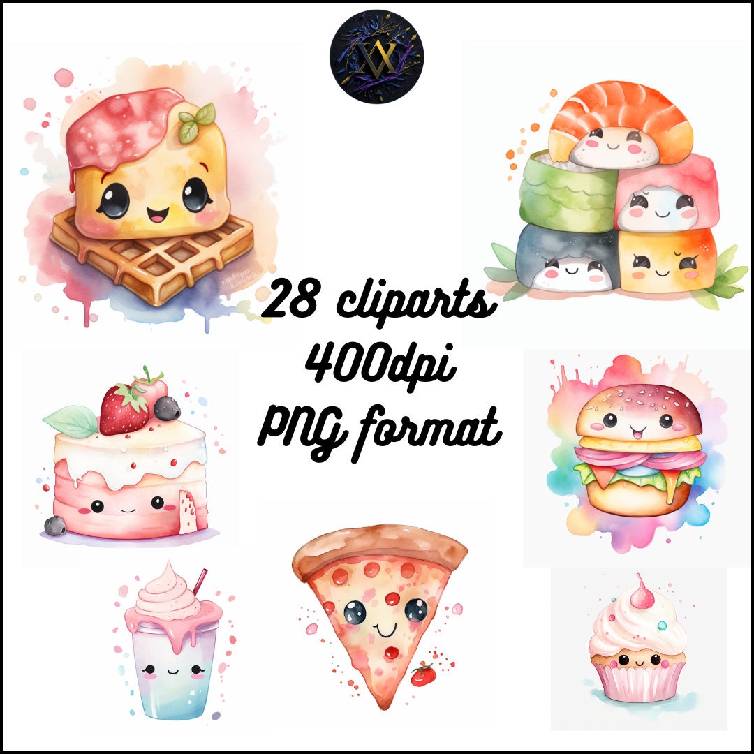 28 Kawaii Food Cliparts, Cute Everyday Foods, Digital Planner ...