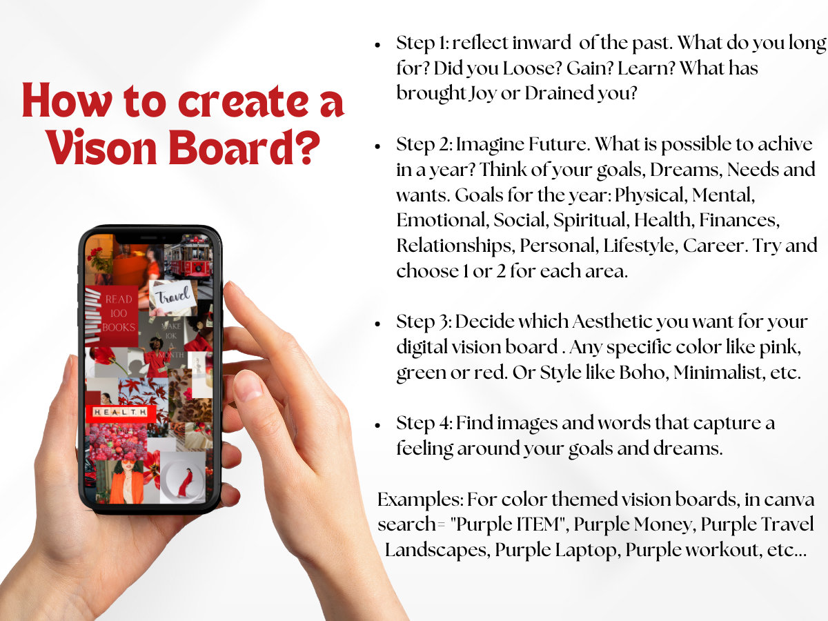 Red Aesthetic Digital Vision Board Template Red Vision Board Phone ...